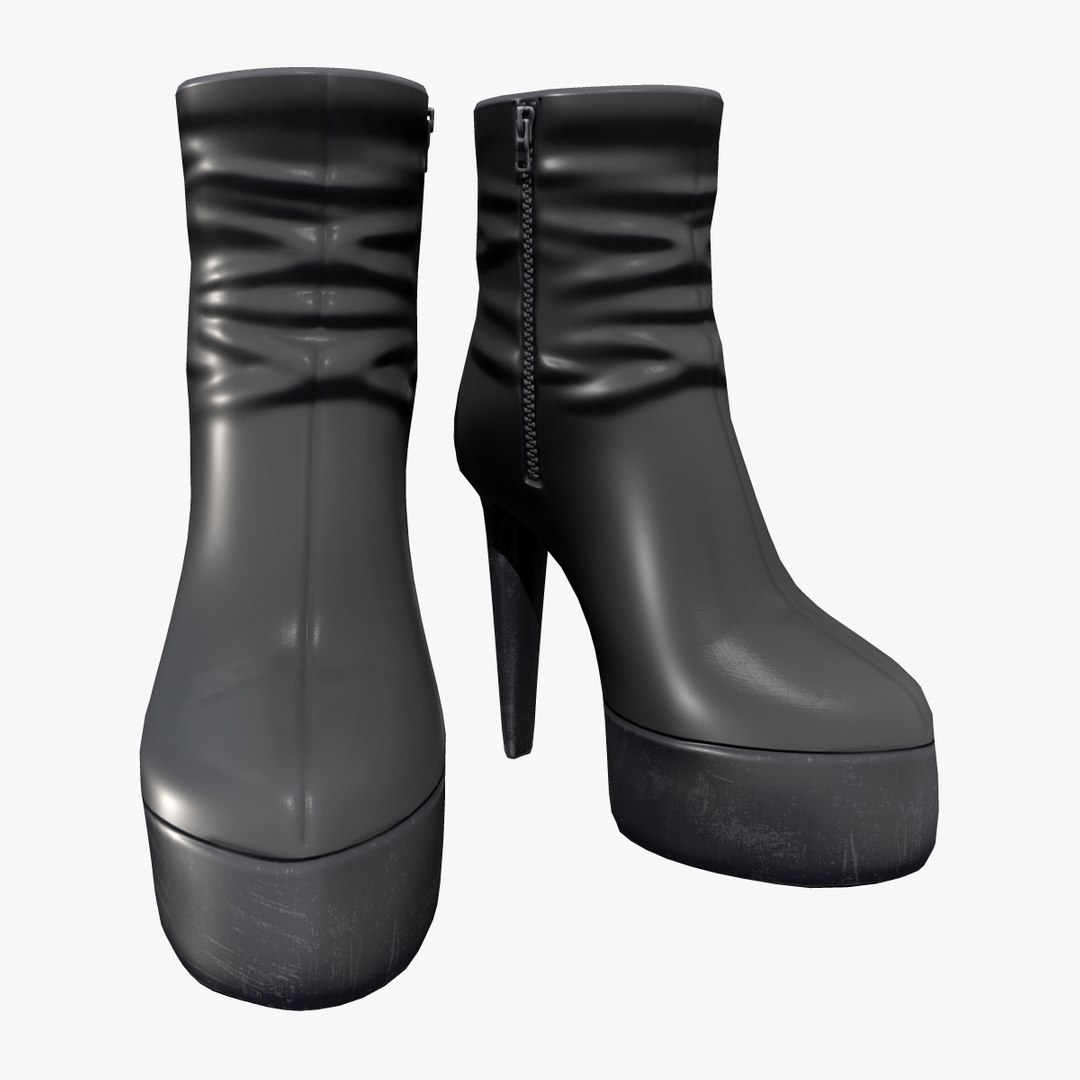 Leather Ankle High Heels Boots model - TurboSquid 1880163