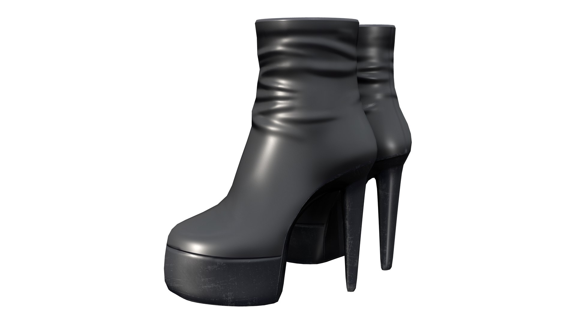 Leather Ankle High Heels Boots Model - TurboSquid 1880163
