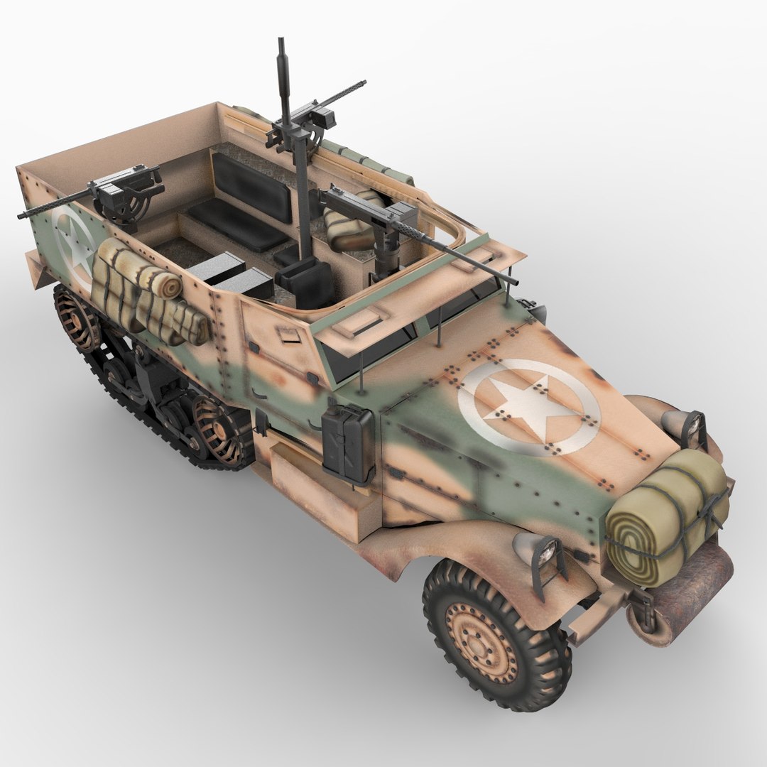 M2a1 Half Track Vehicles 3d Model