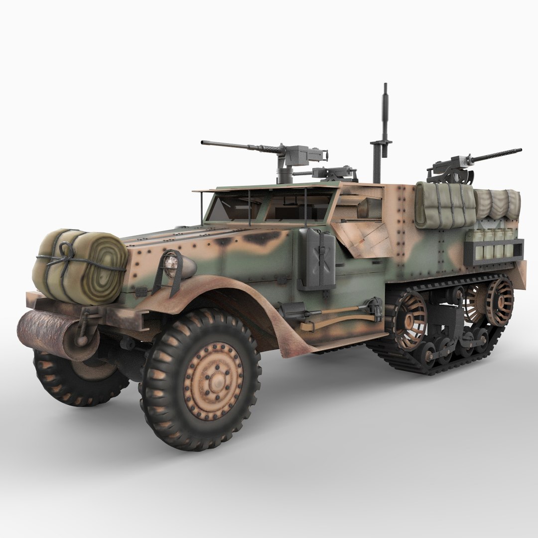 M2a1 Half Track Vehicles 3d Model