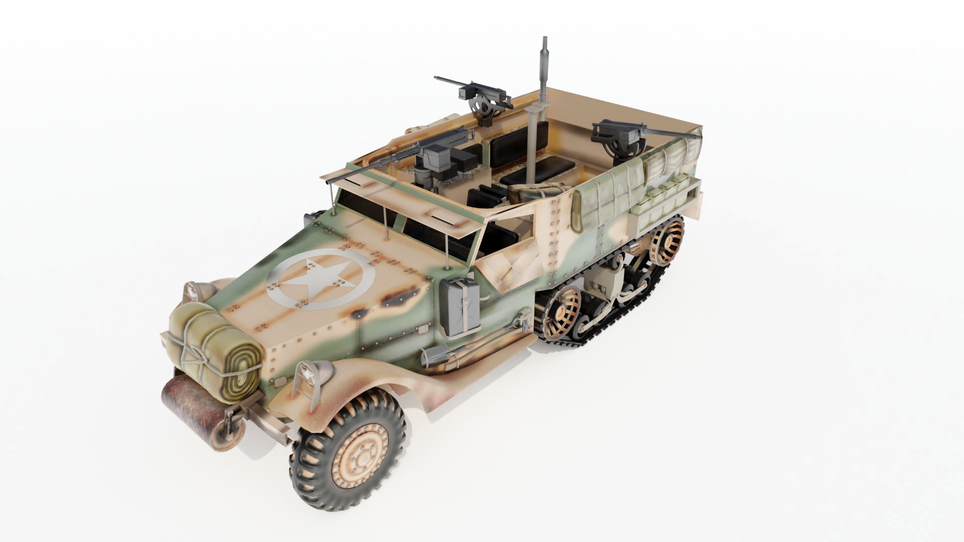 M2a1 Half Track Vehicles 3d Model