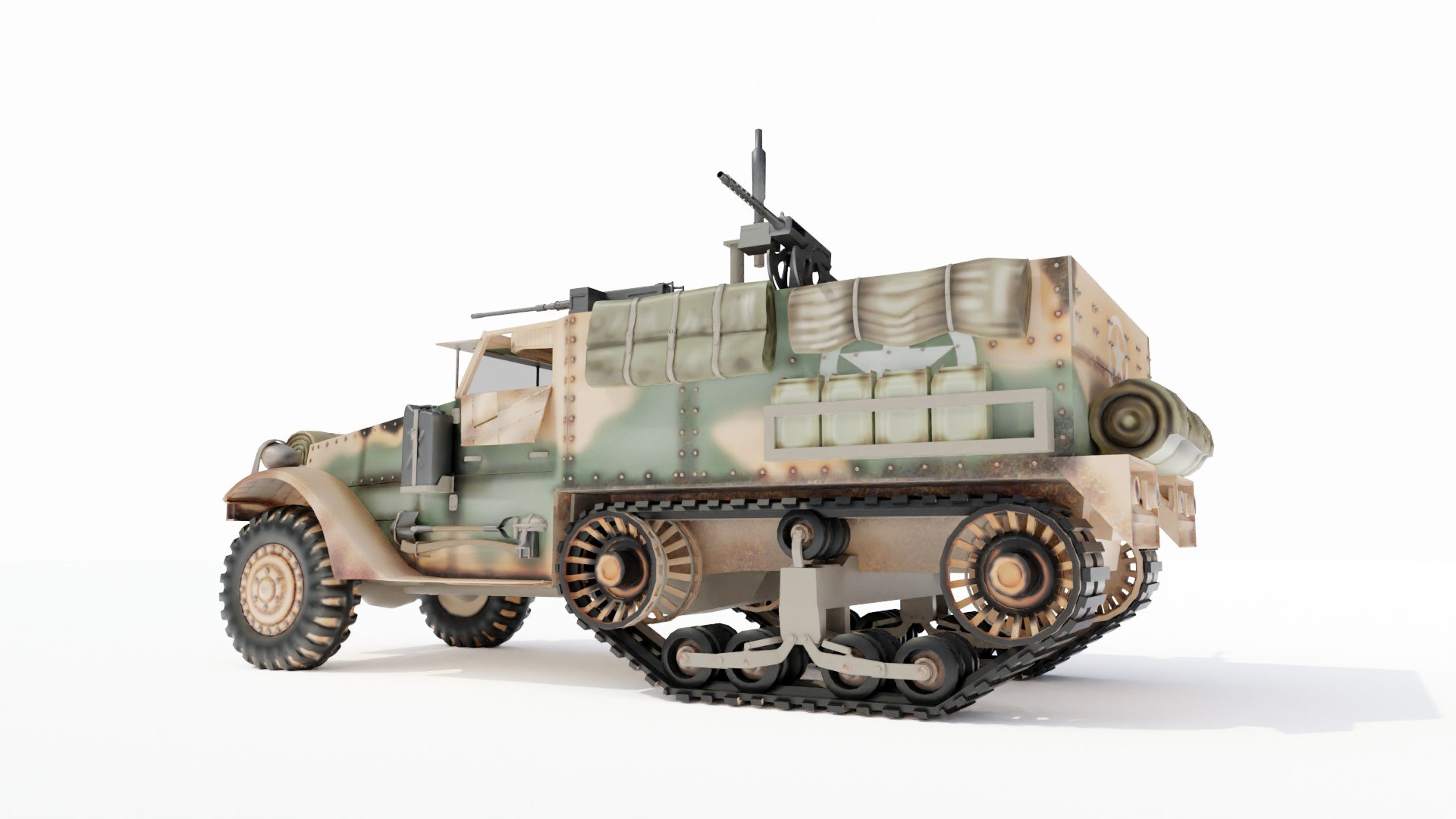 M2a1 Half Track Vehicles 3d Model