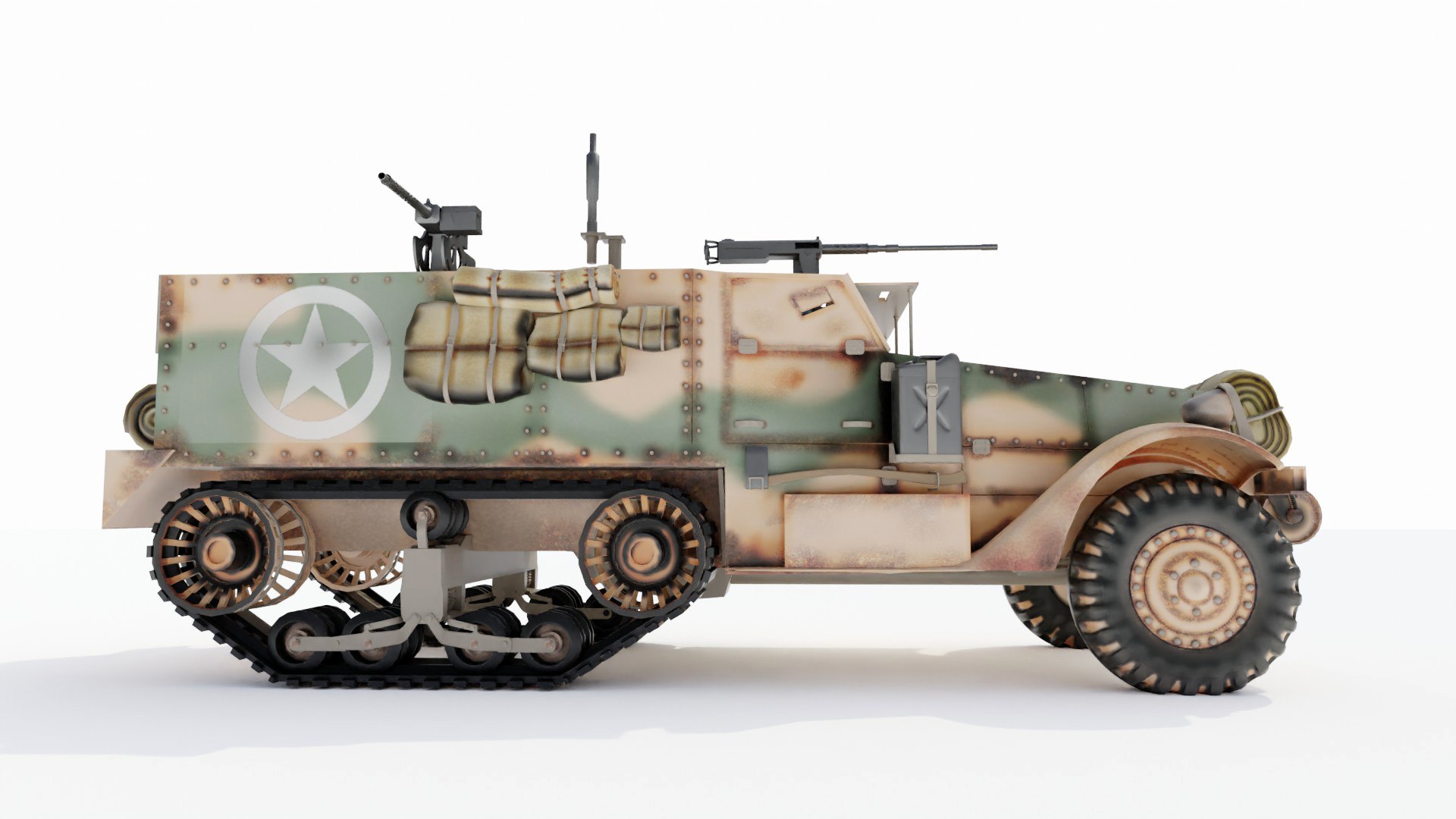 M2a1 Half Track Vehicles 3d Model