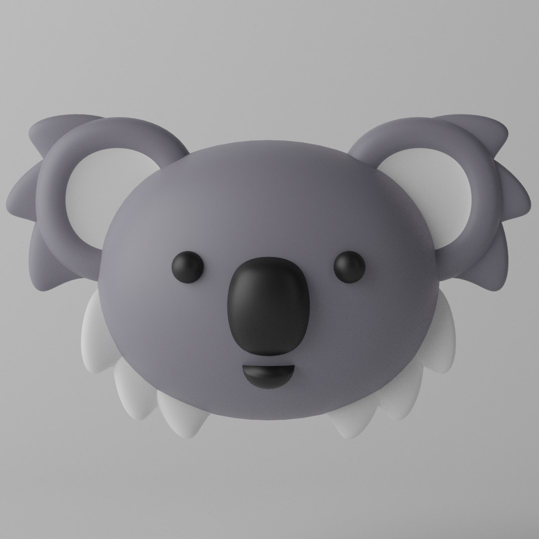 3D Cartoon Cute Koala Head Model - TurboSquid 2089791