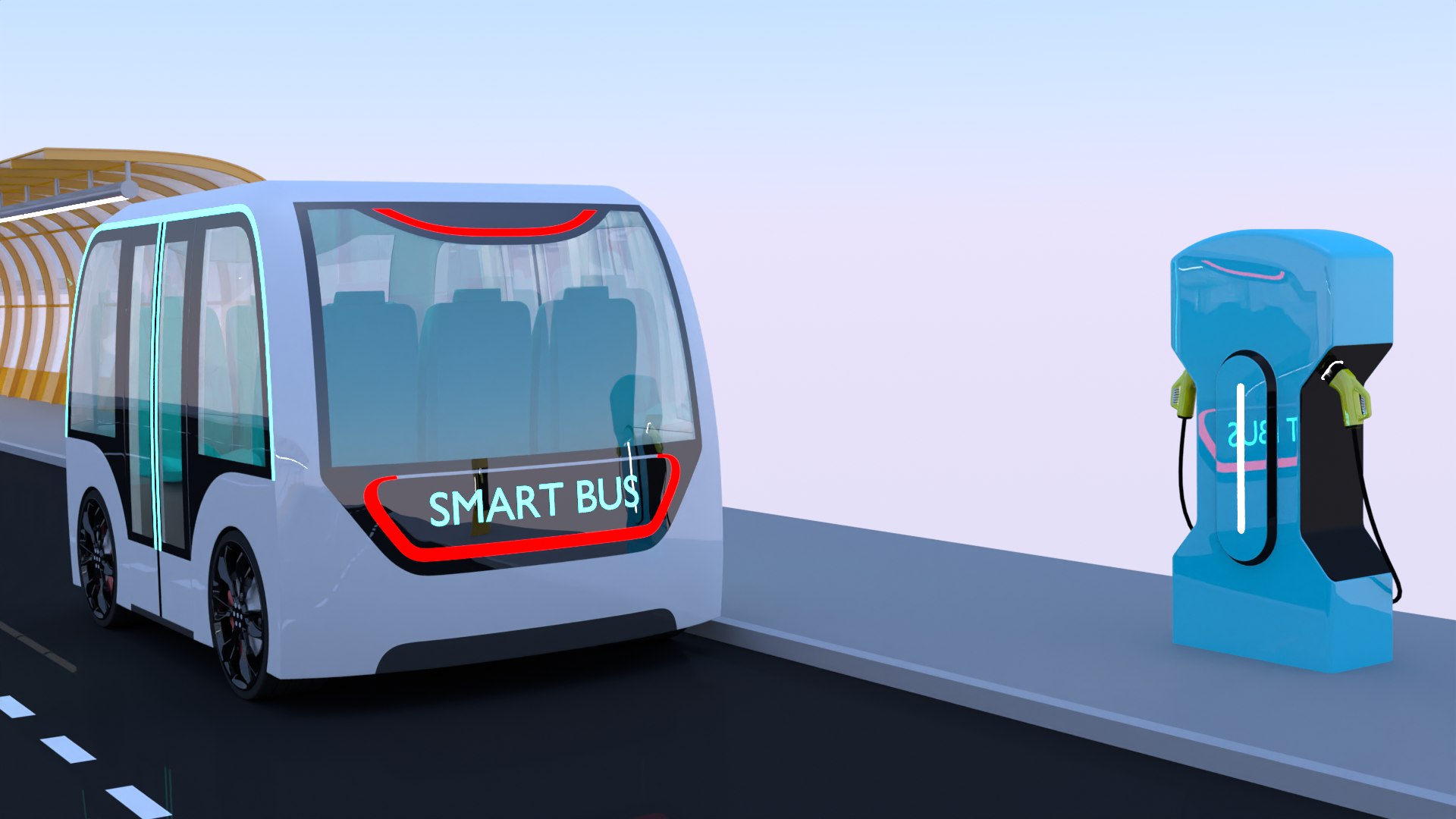 Bus Stop With Ev Chargers II 3D - TurboSquid 2191210