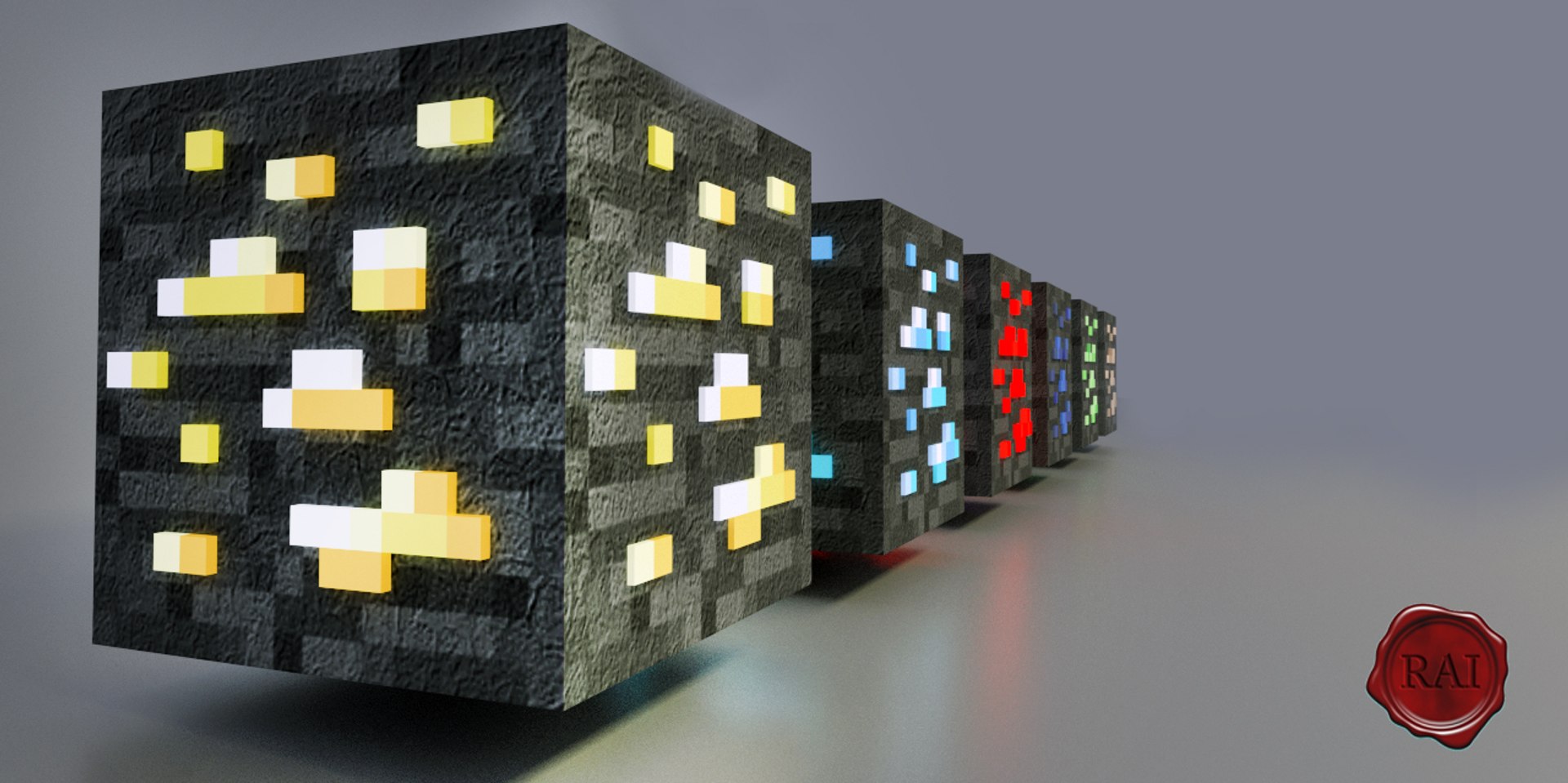 3d Ores Minecraft Model