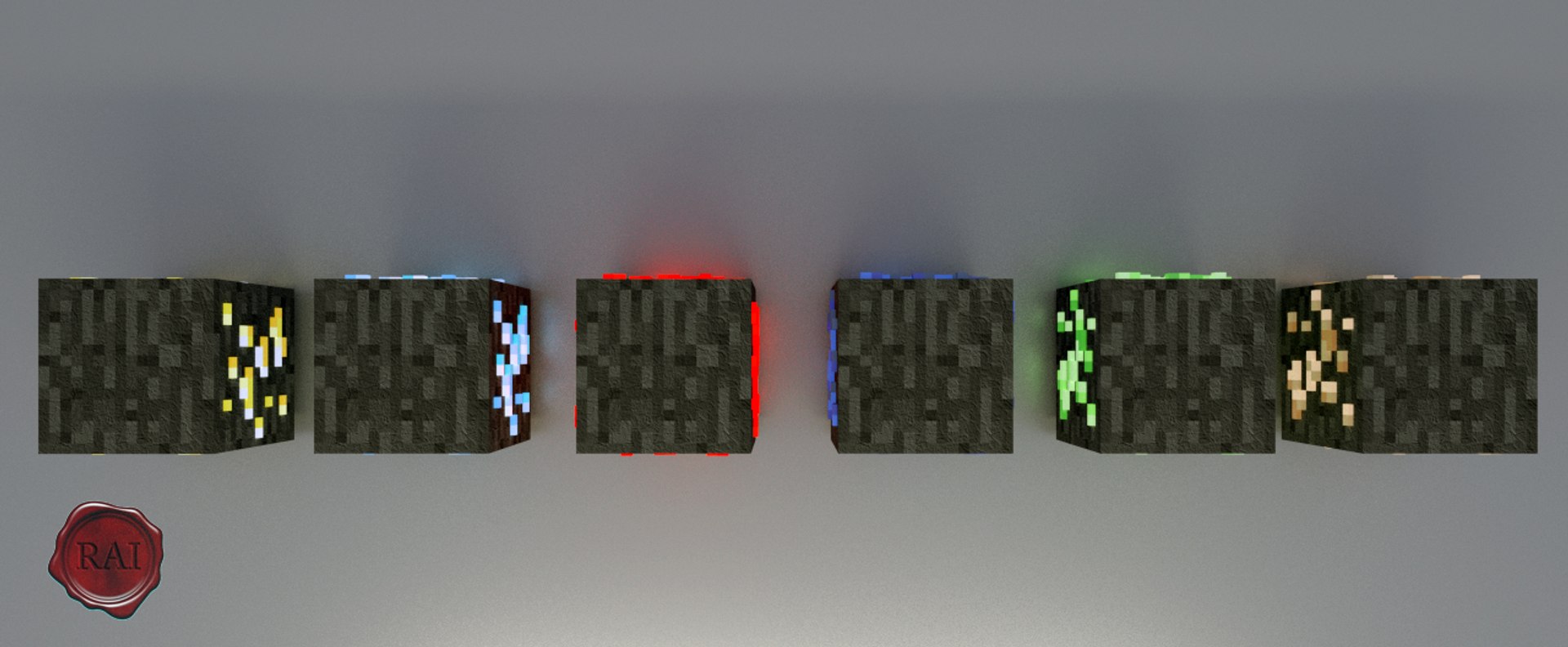 3d Ores Minecraft Model