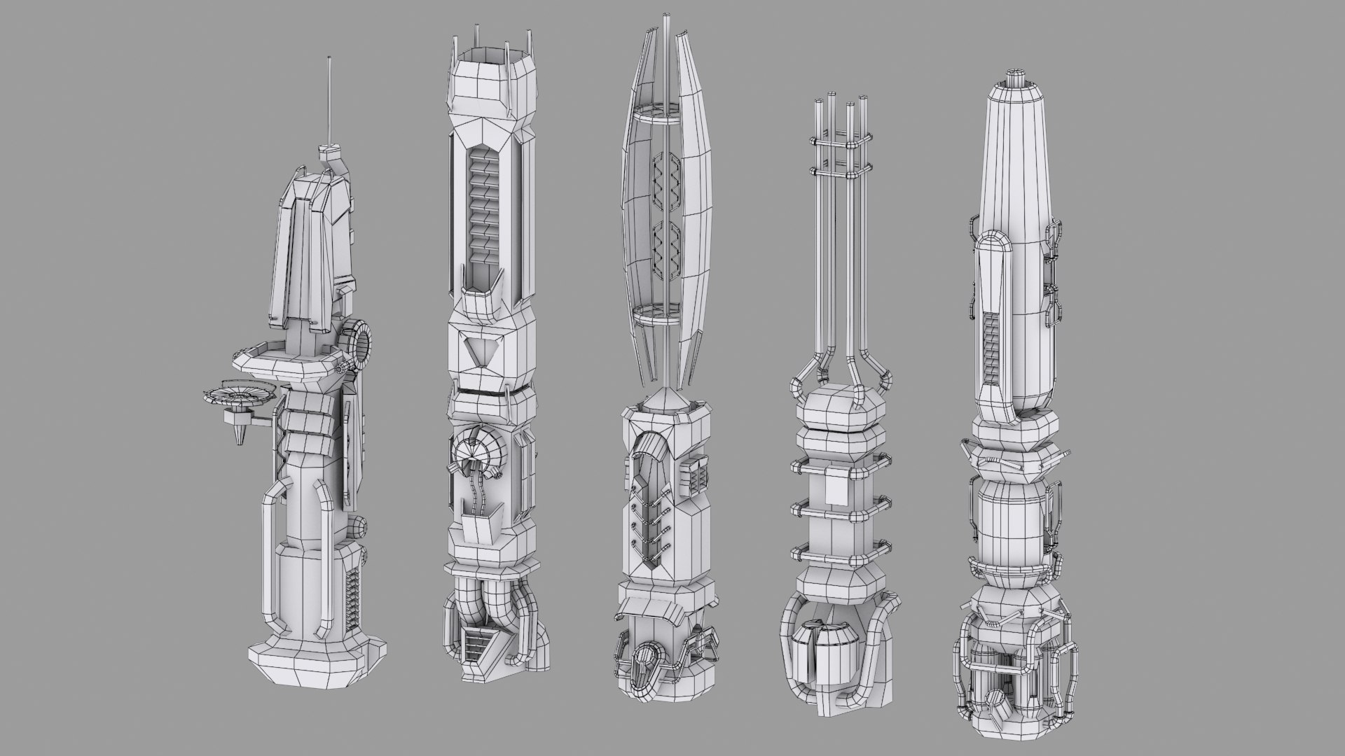 3D Scifi Buildings Modular Animation Model - TurboSquid 1219322