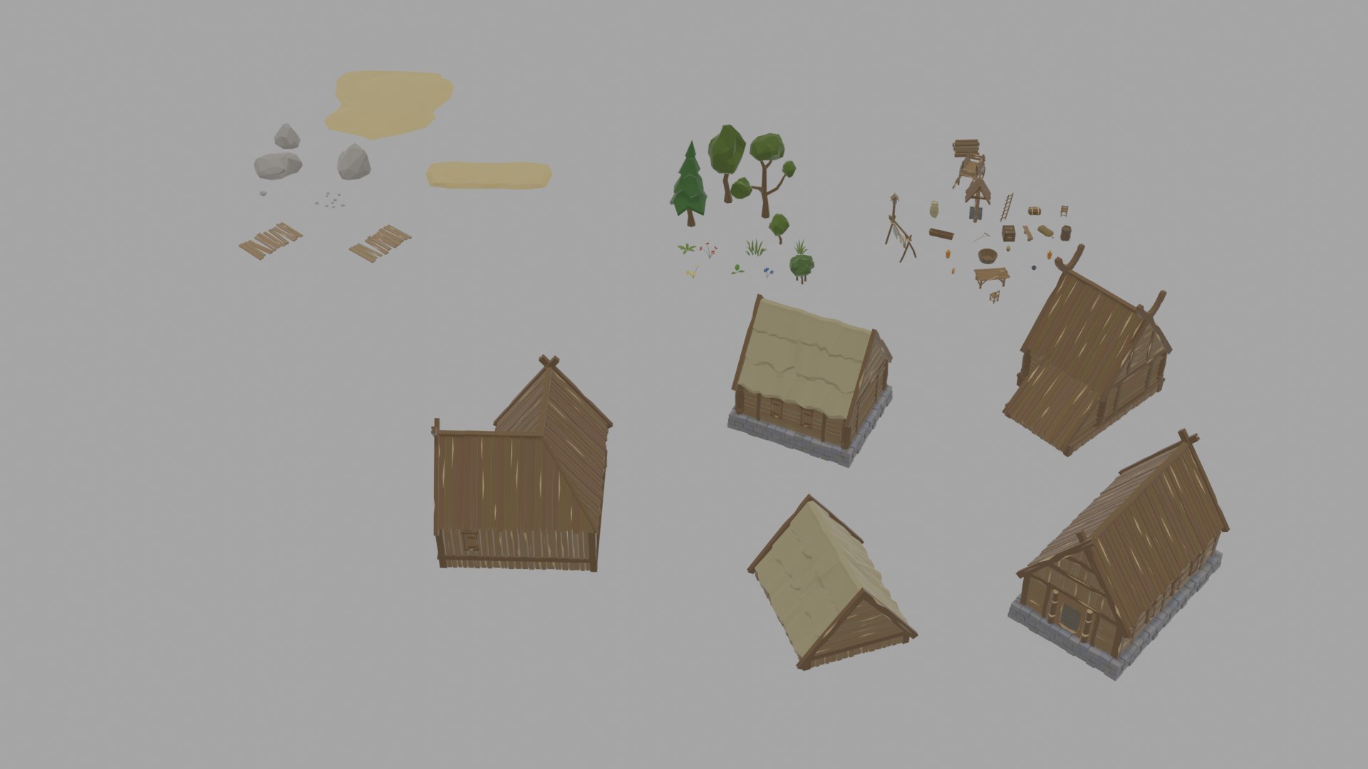 Low Poly Village 3D - TurboSquid 1973572