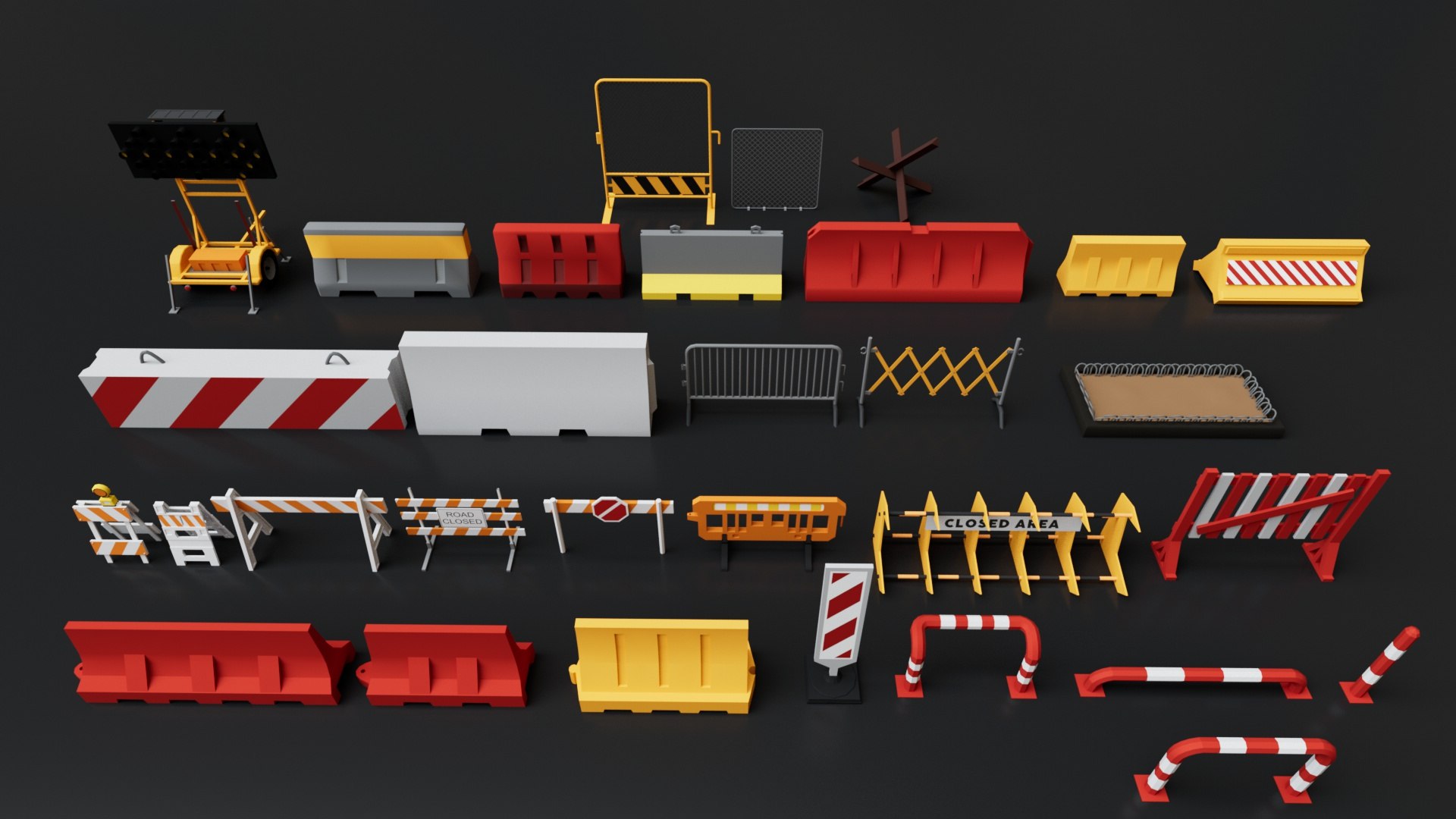 Realistic Exterior City Street Props Pack Collection 3D Model ...