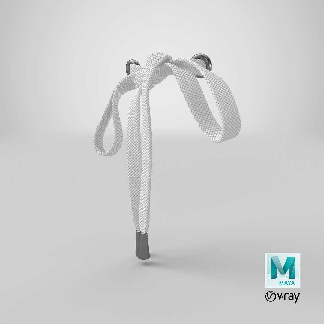 Shoelace 1v White PBR 3D model - TurboSquid 2053628