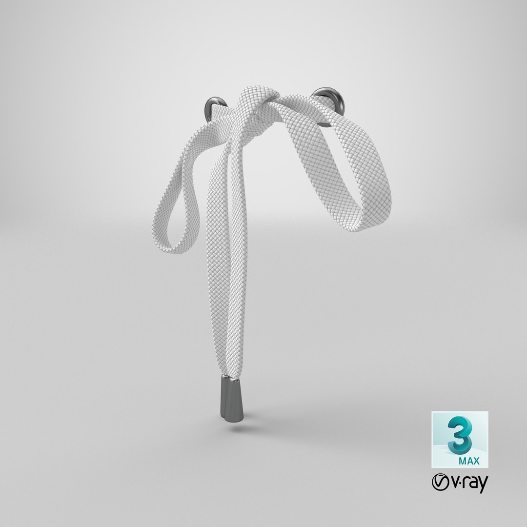Shoelace 1v White PBR 3D model - TurboSquid 2053628