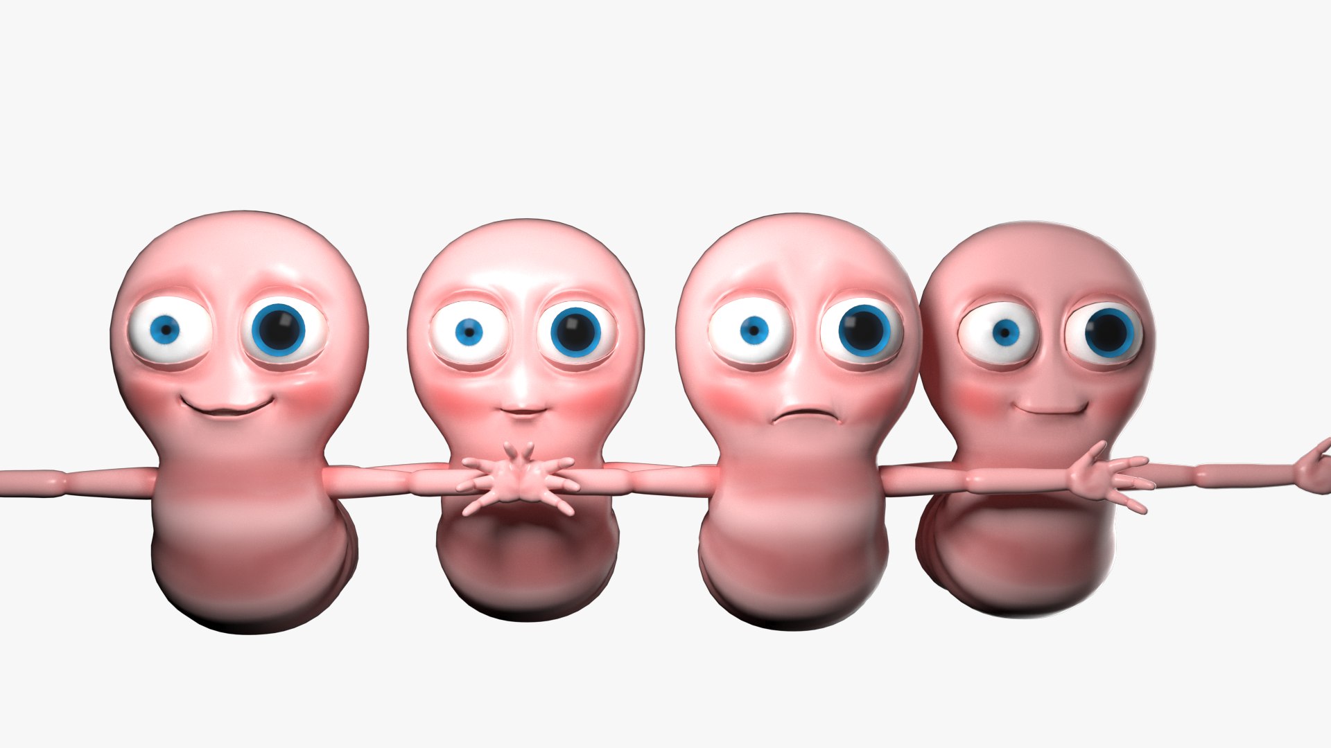 3D Cartoon Worm Character - TurboSquid 1979037