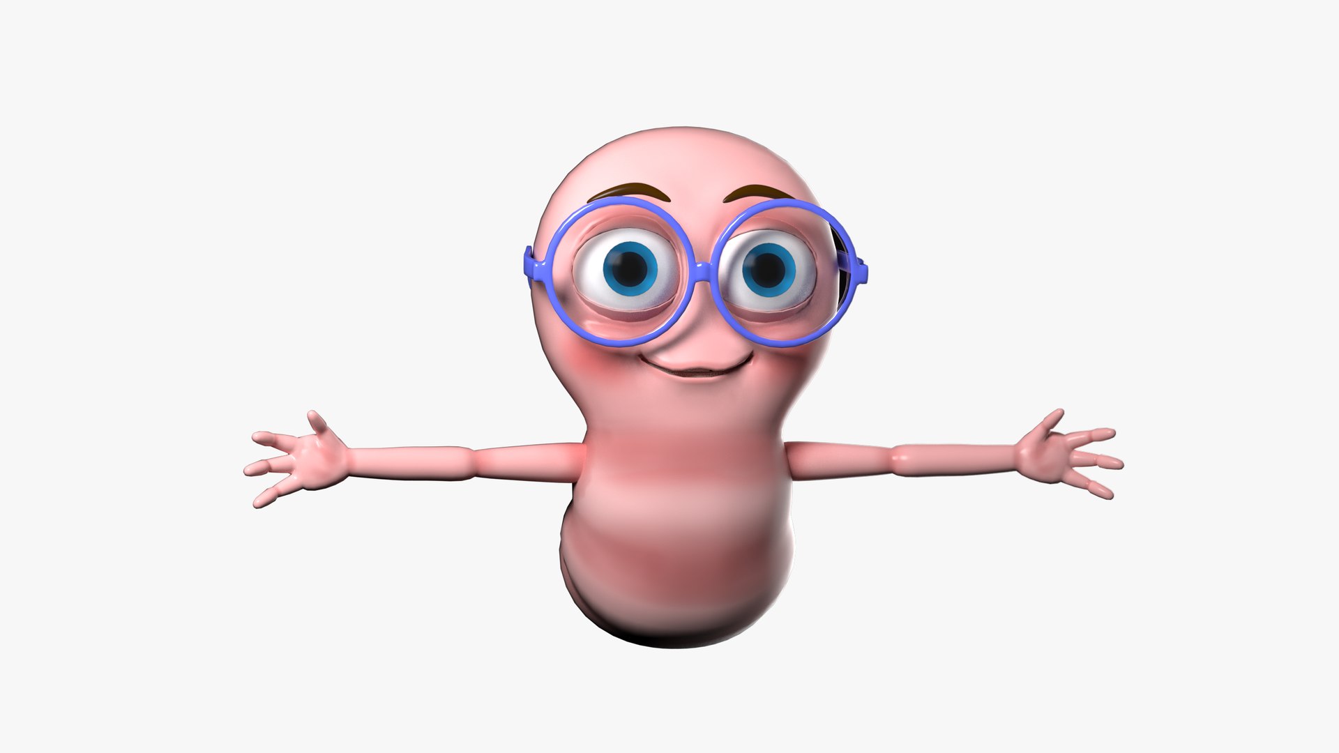 3D Cartoon Worm Character - TurboSquid 1979037