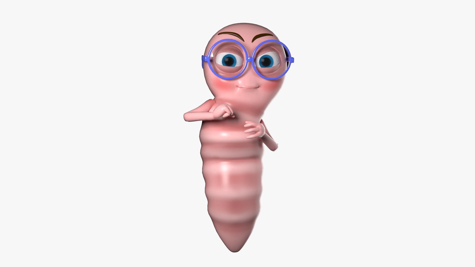 3D Cartoon Worm Character - TurboSquid 1979037