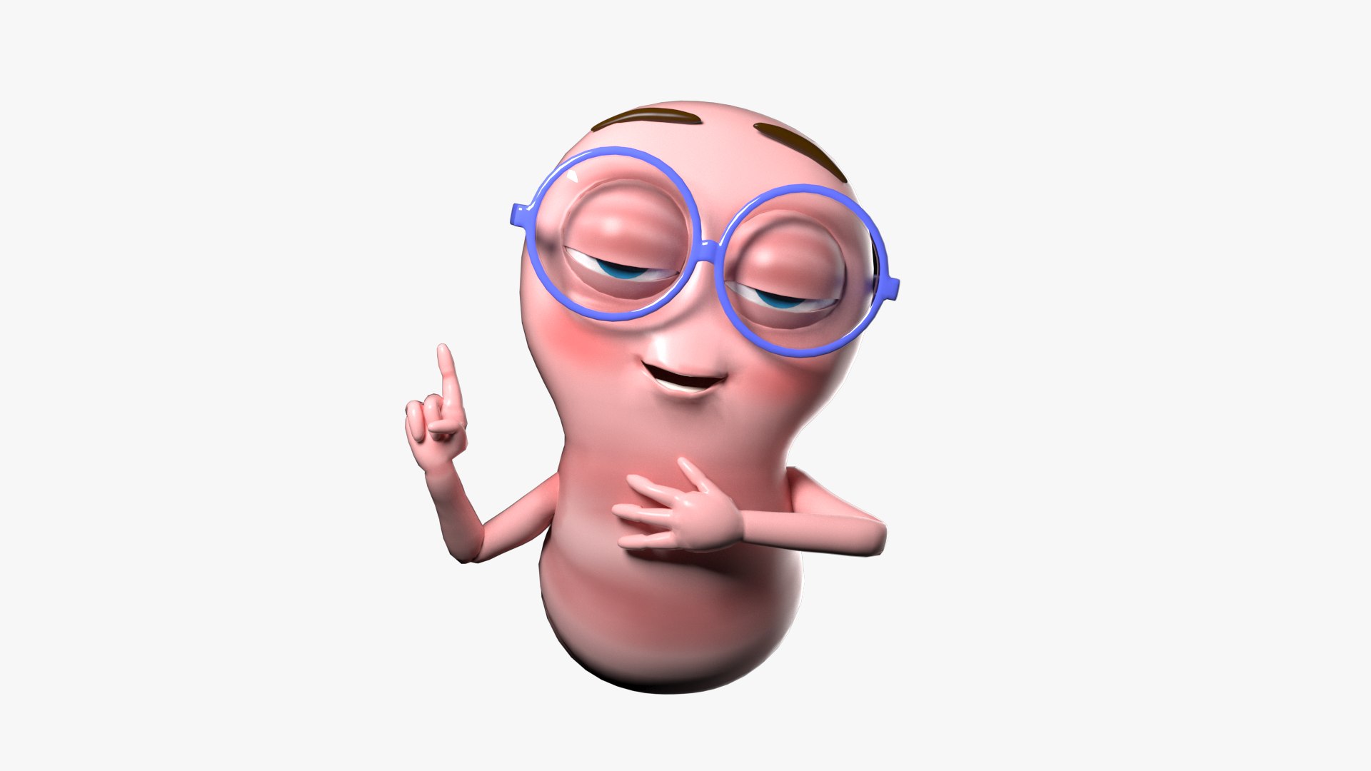 3D Cartoon Worm Character - TurboSquid 1979037