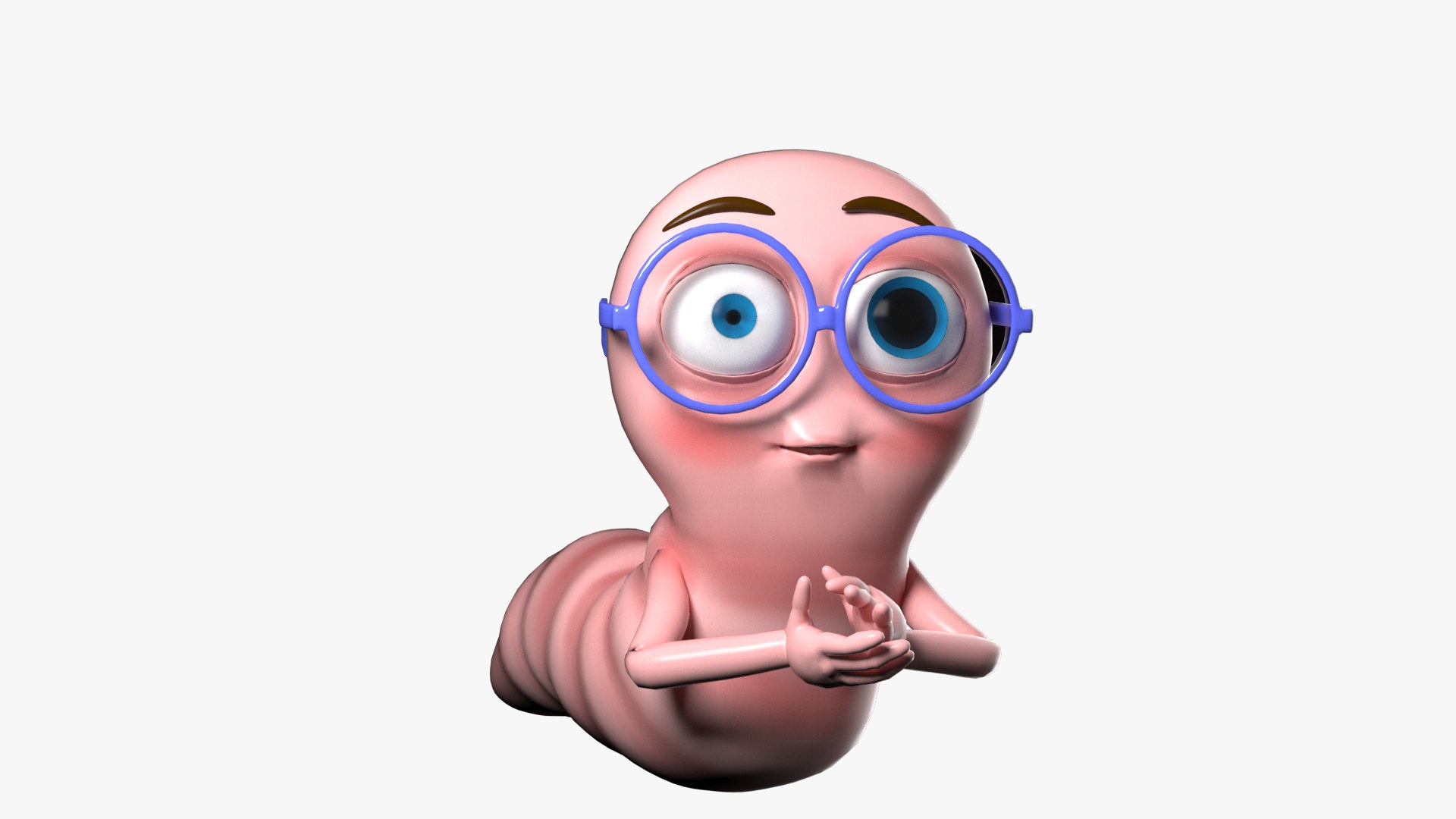 3D Cartoon Worm Character - TurboSquid 1979037