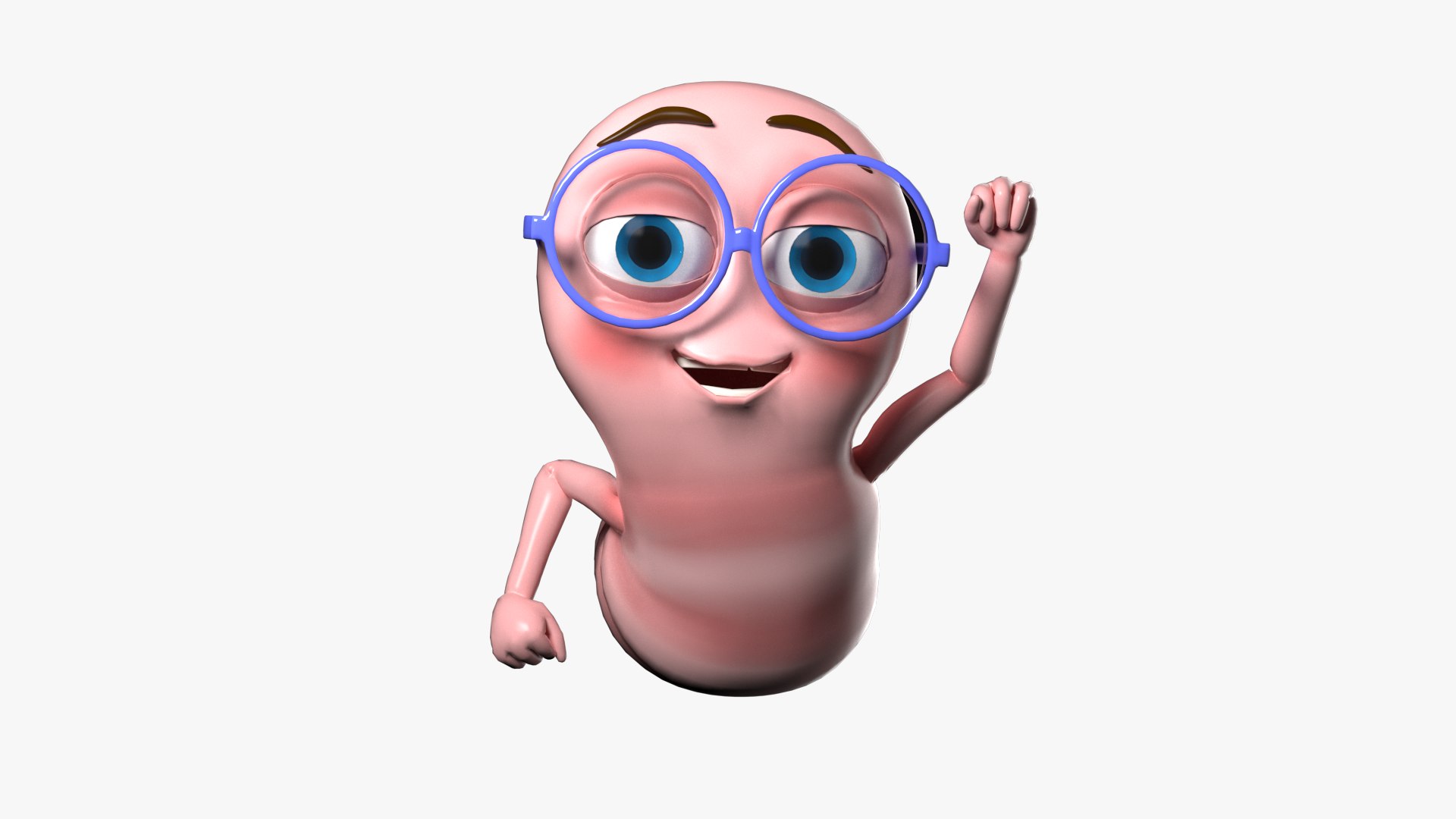 3D Cartoon Worm Character - TurboSquid 1979037