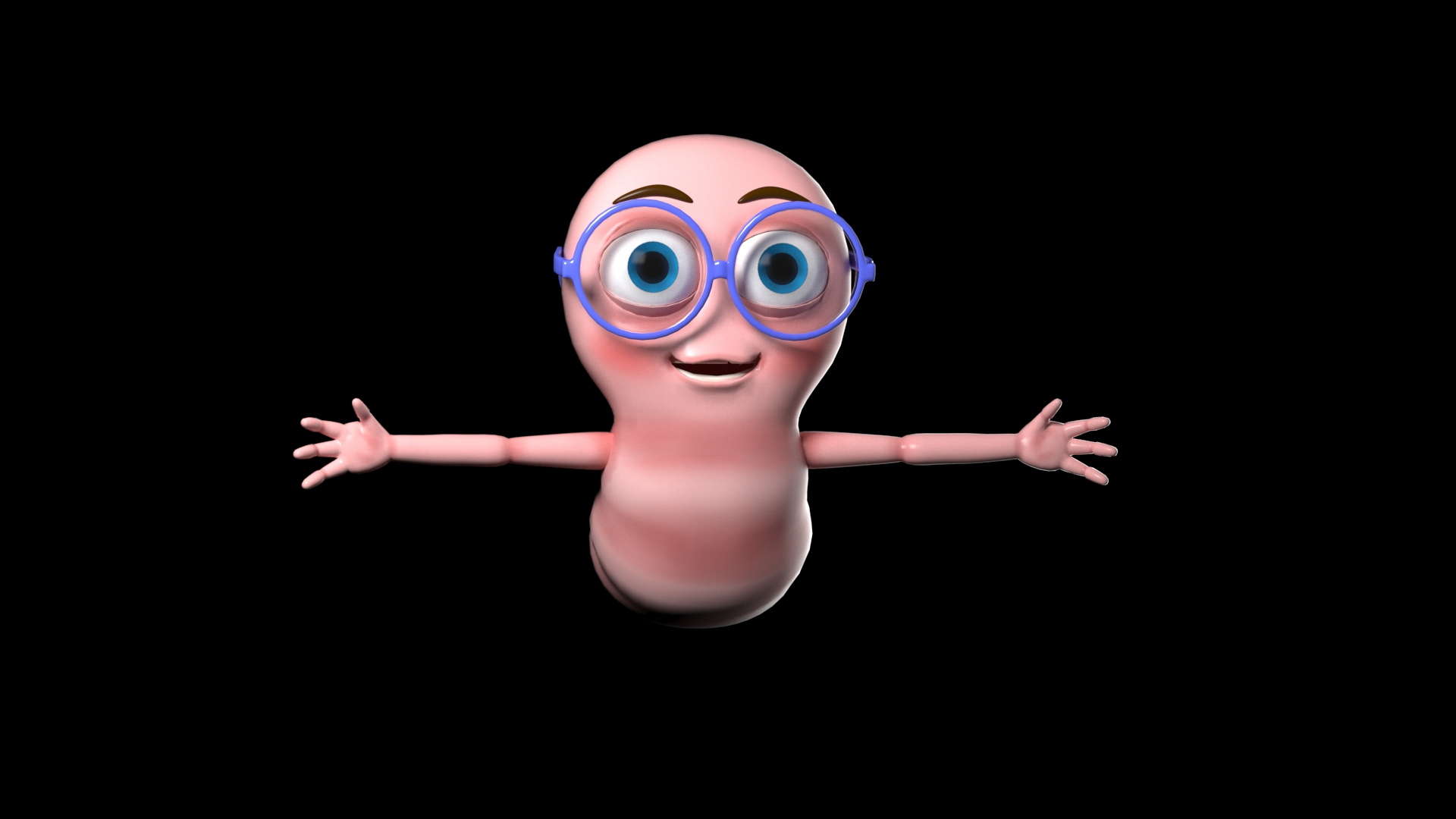 3D Cartoon Worm Character - TurboSquid 1979037