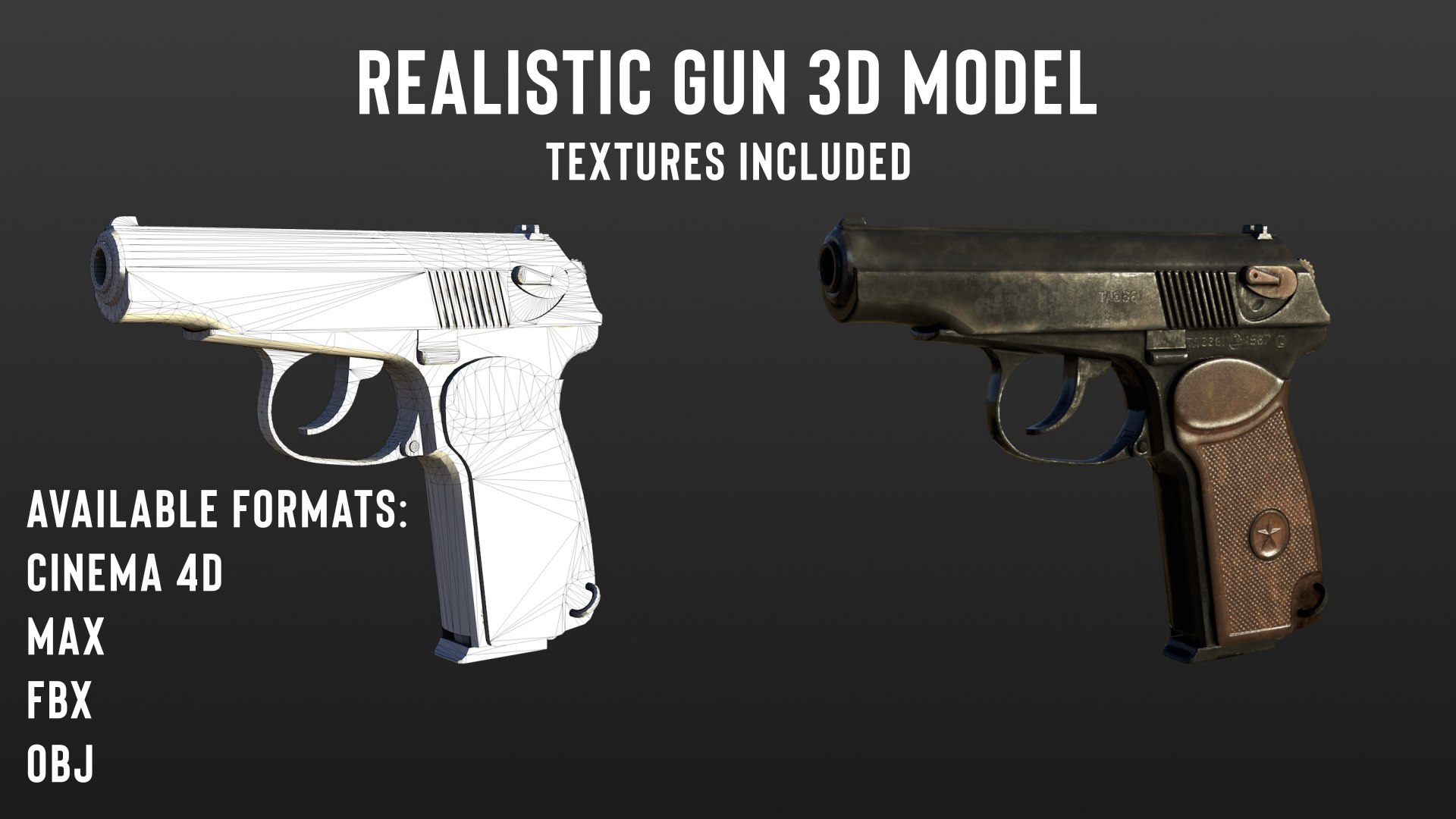 3D Makarov Pistol 3D Model - TurboSquid 2062314