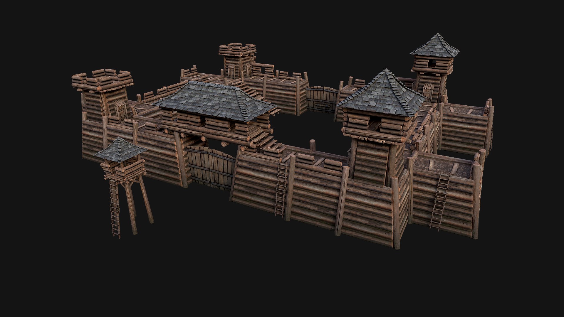 Medieval Wooden Fort Castle Constructor 3D - TurboSquid 1956563