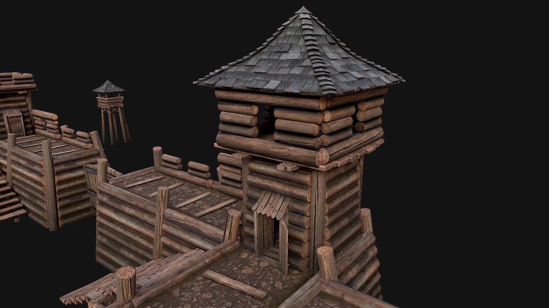 Medieval Wooden Fort Castle Constructor 3D - TurboSquid 1956563