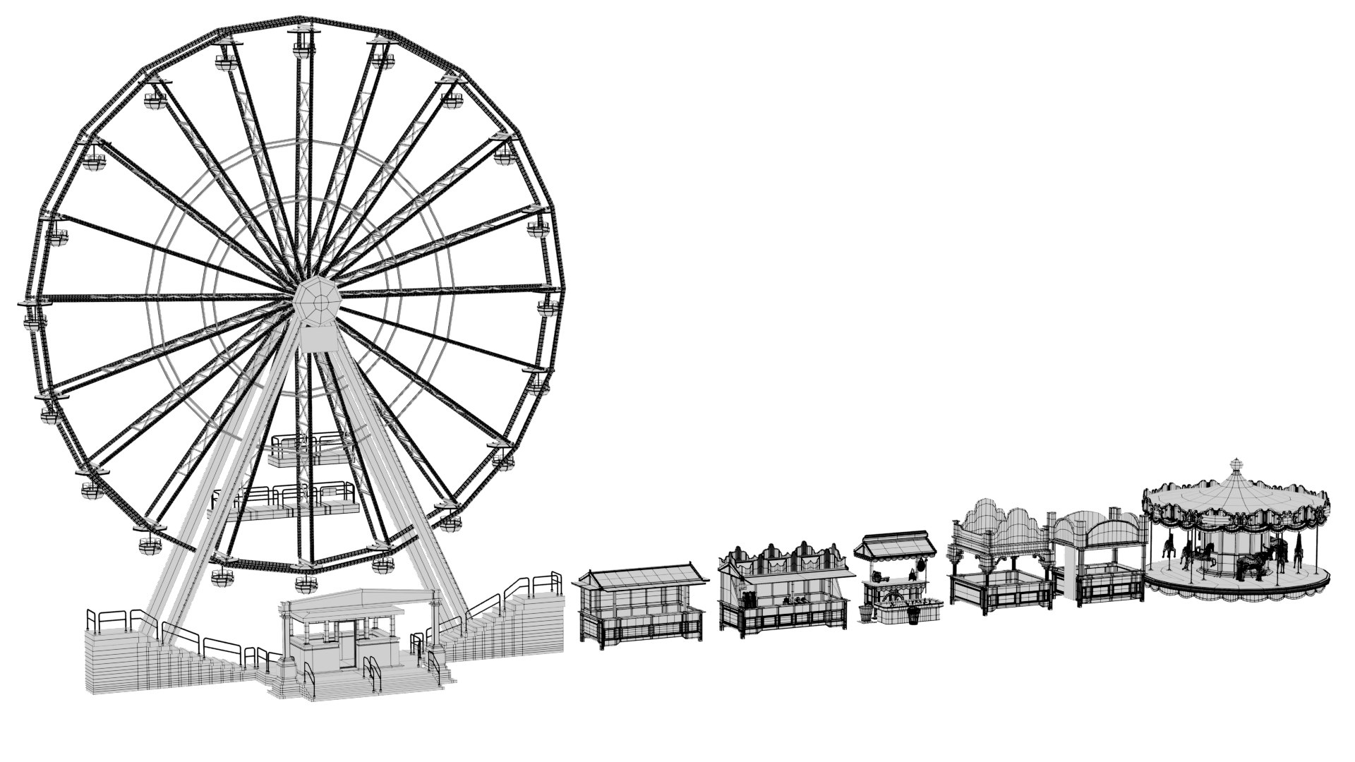 3D Fun Fair - Ride Attractions - TurboSquid 2219992