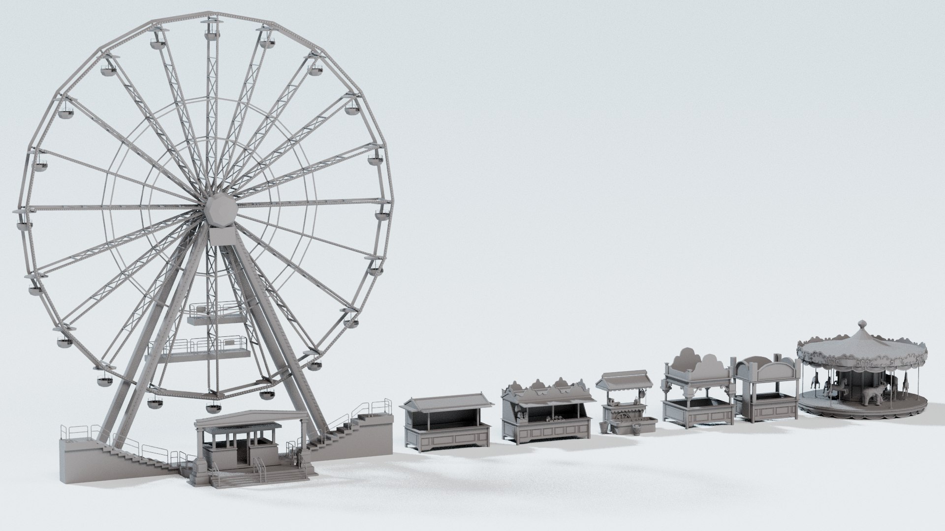 3D Fun Fair - Ride Attractions - TurboSquid 2219992