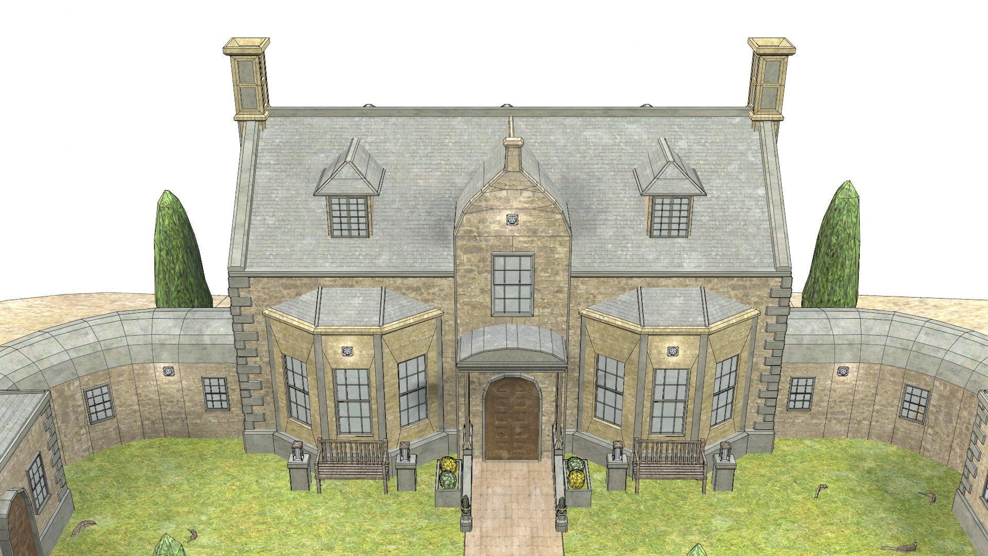 3D - Manor House Model - TurboSquid 1698916
