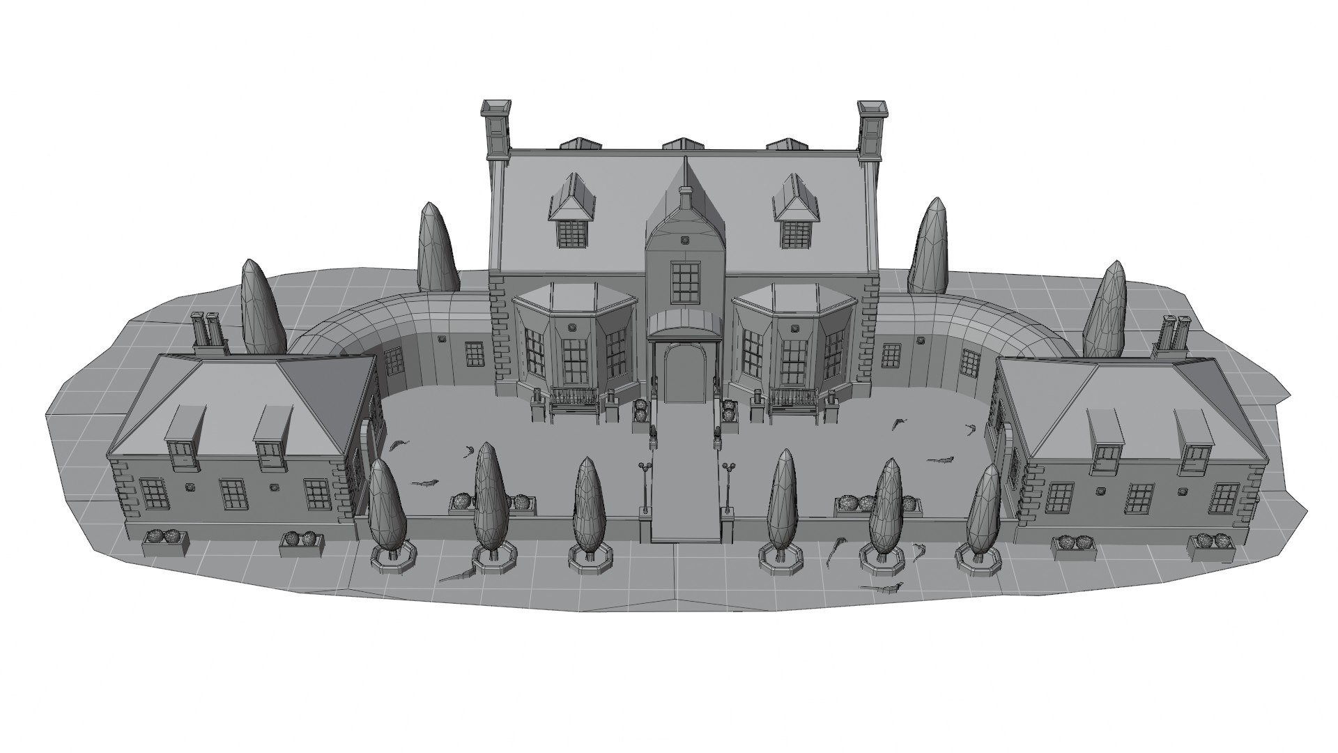 3D - Manor House Model - TurboSquid 1698916