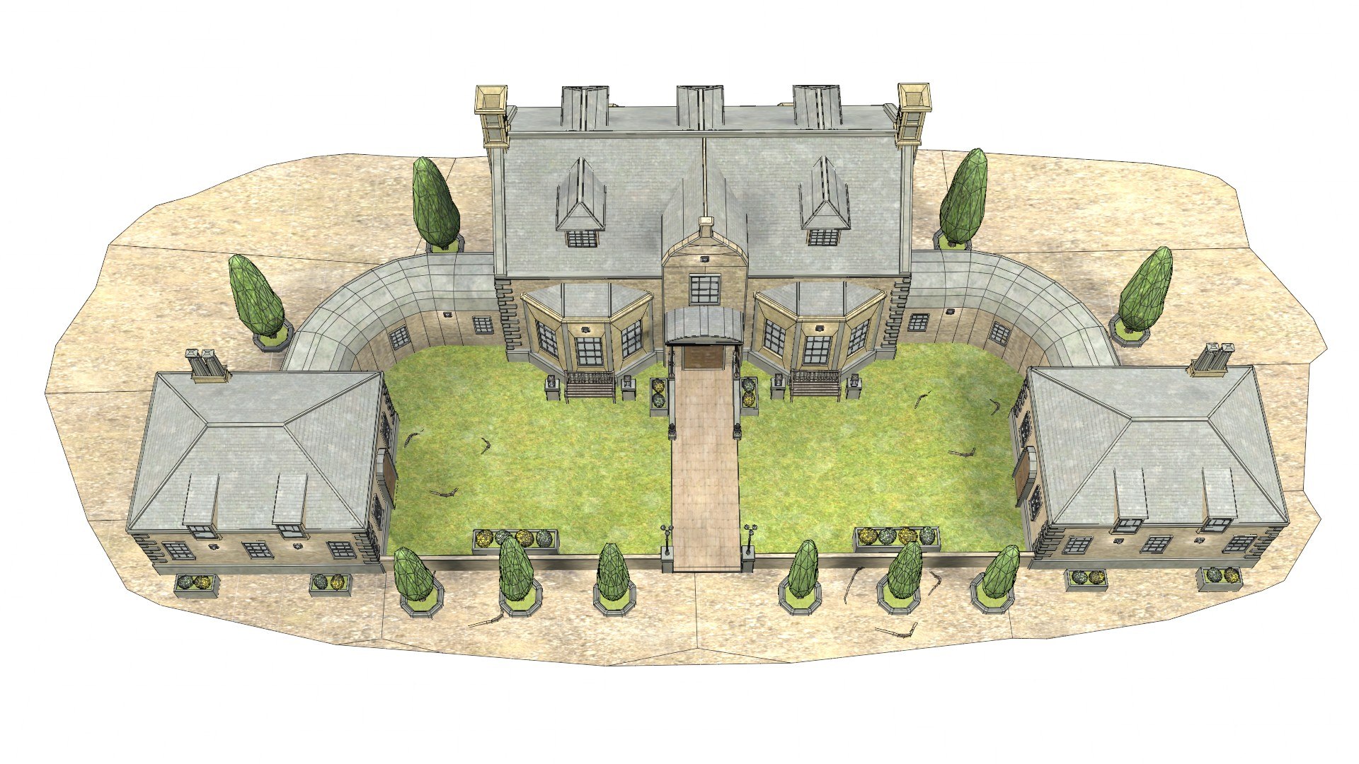 3D - Manor House Model - TurboSquid 1698916