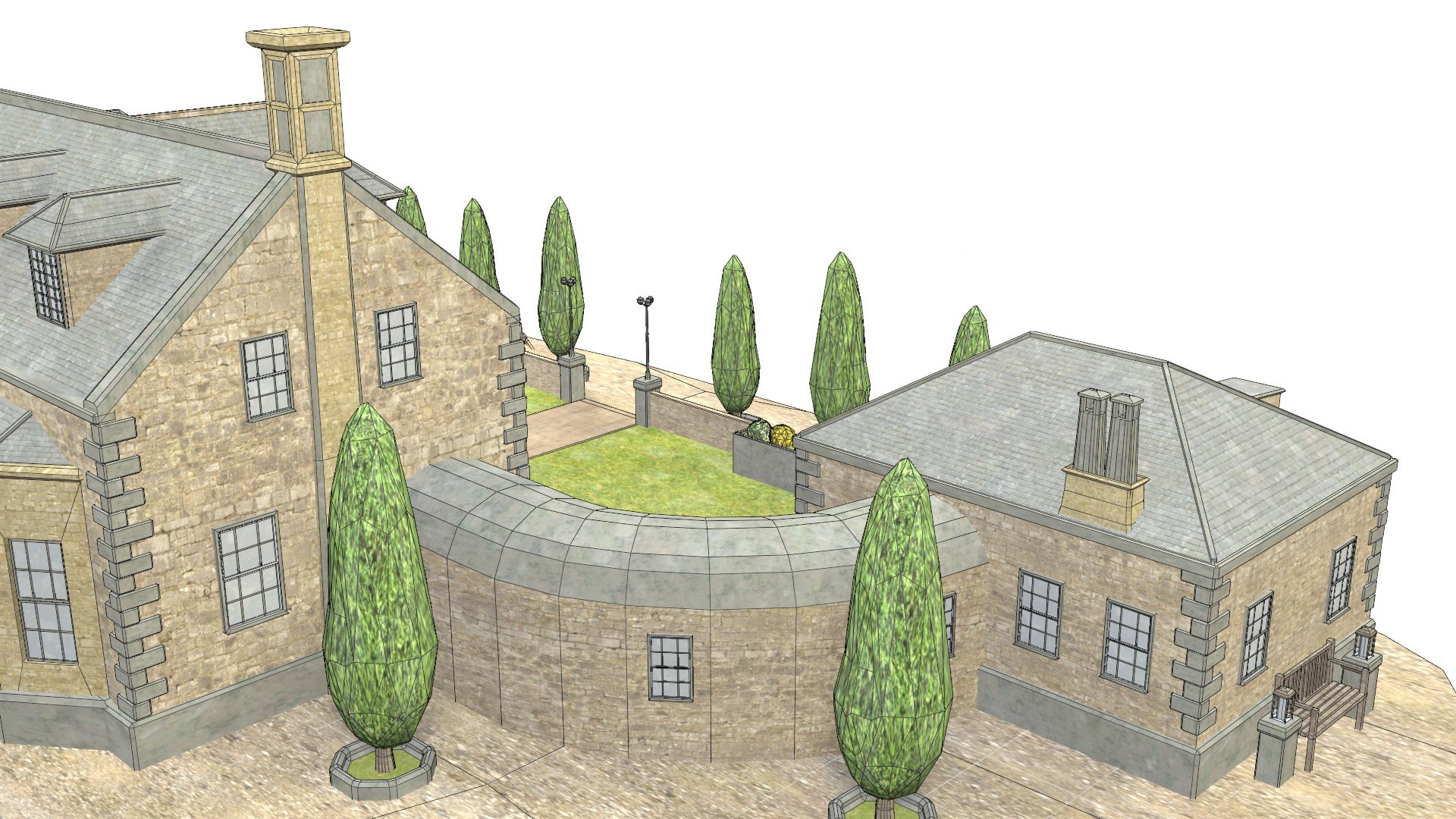 3D - Manor House Model - TurboSquid 1698916