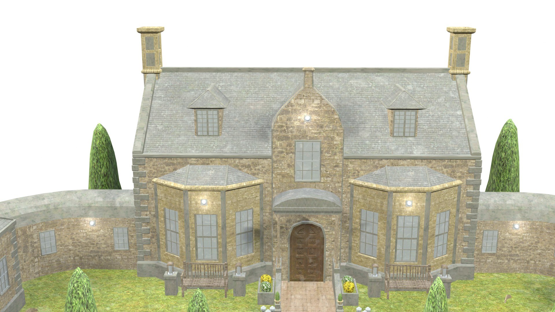 3D - Manor House Model - TurboSquid 1698916