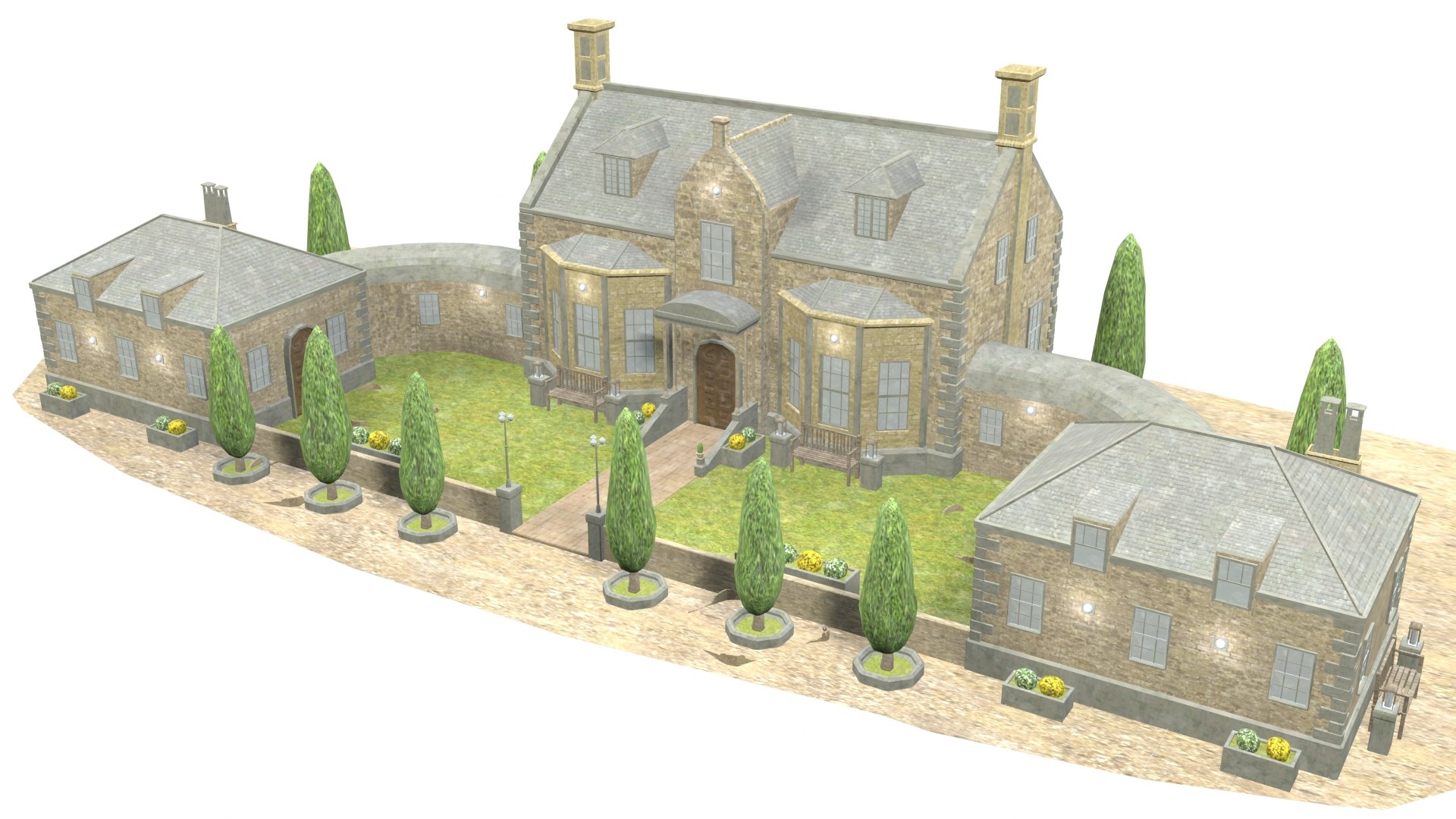 3D - Manor House Model - TurboSquid 1698916