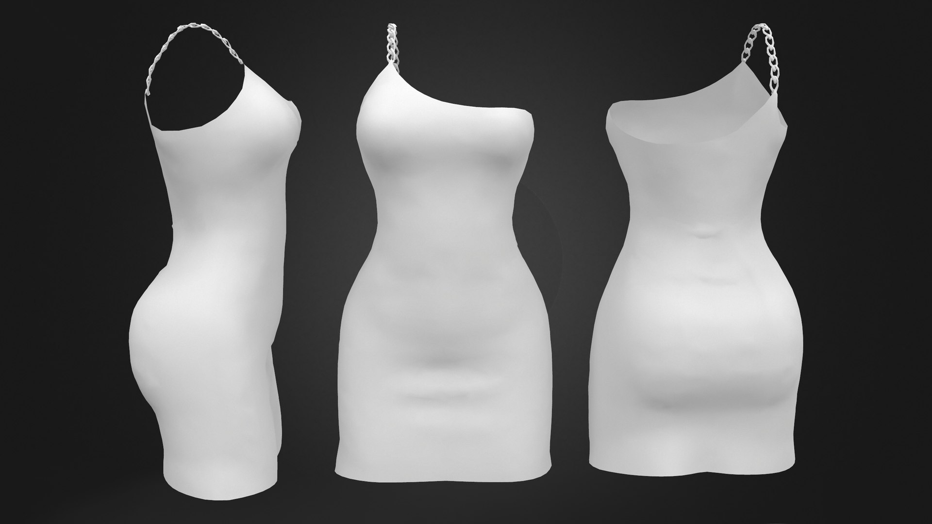 3D One Shoulder Chain Strap Dress model - TurboSquid 1834006