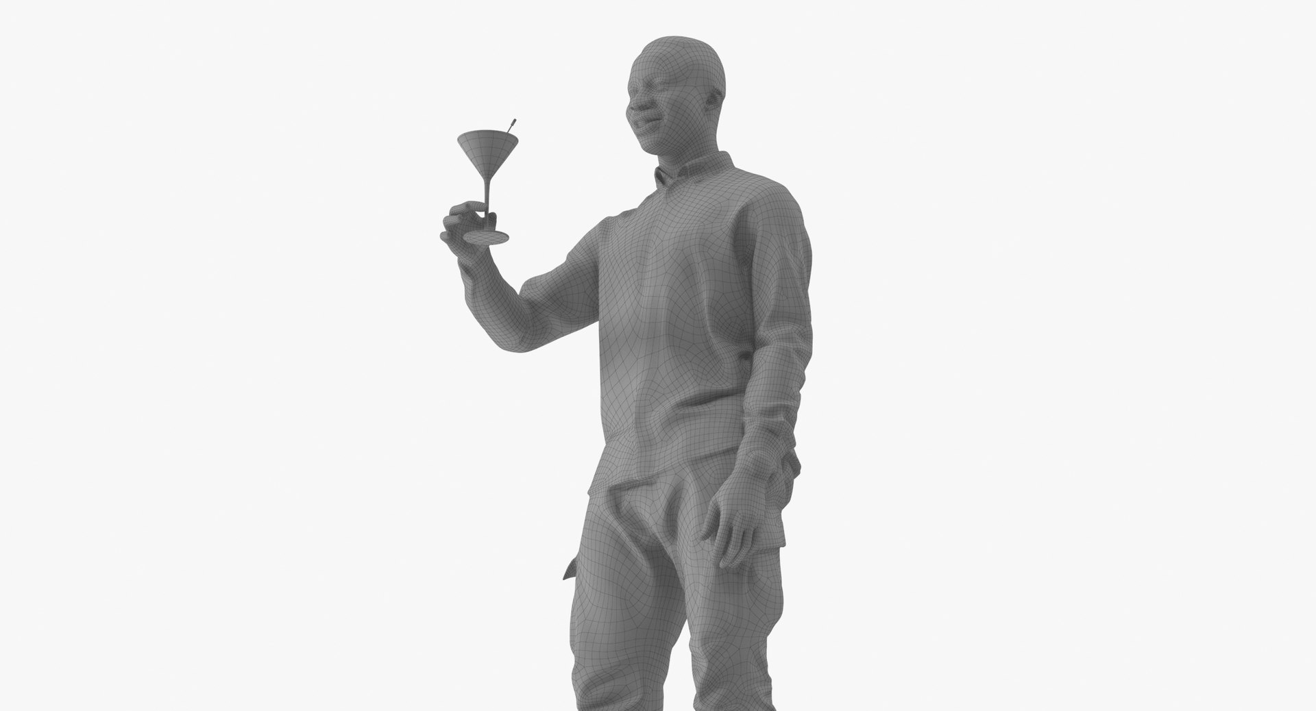 3D model Carl Business Interacting Pose 01 With Martini Glass ...