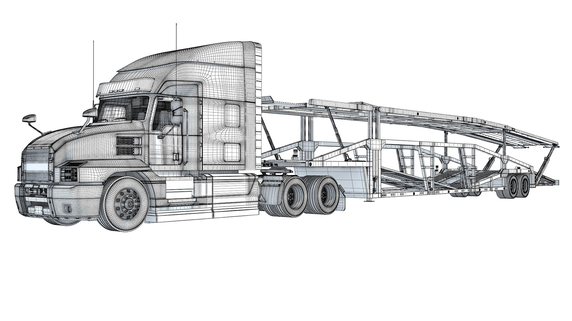 3D Car Hauler Trailer Semi Truck Model - TurboSquid 2262504
