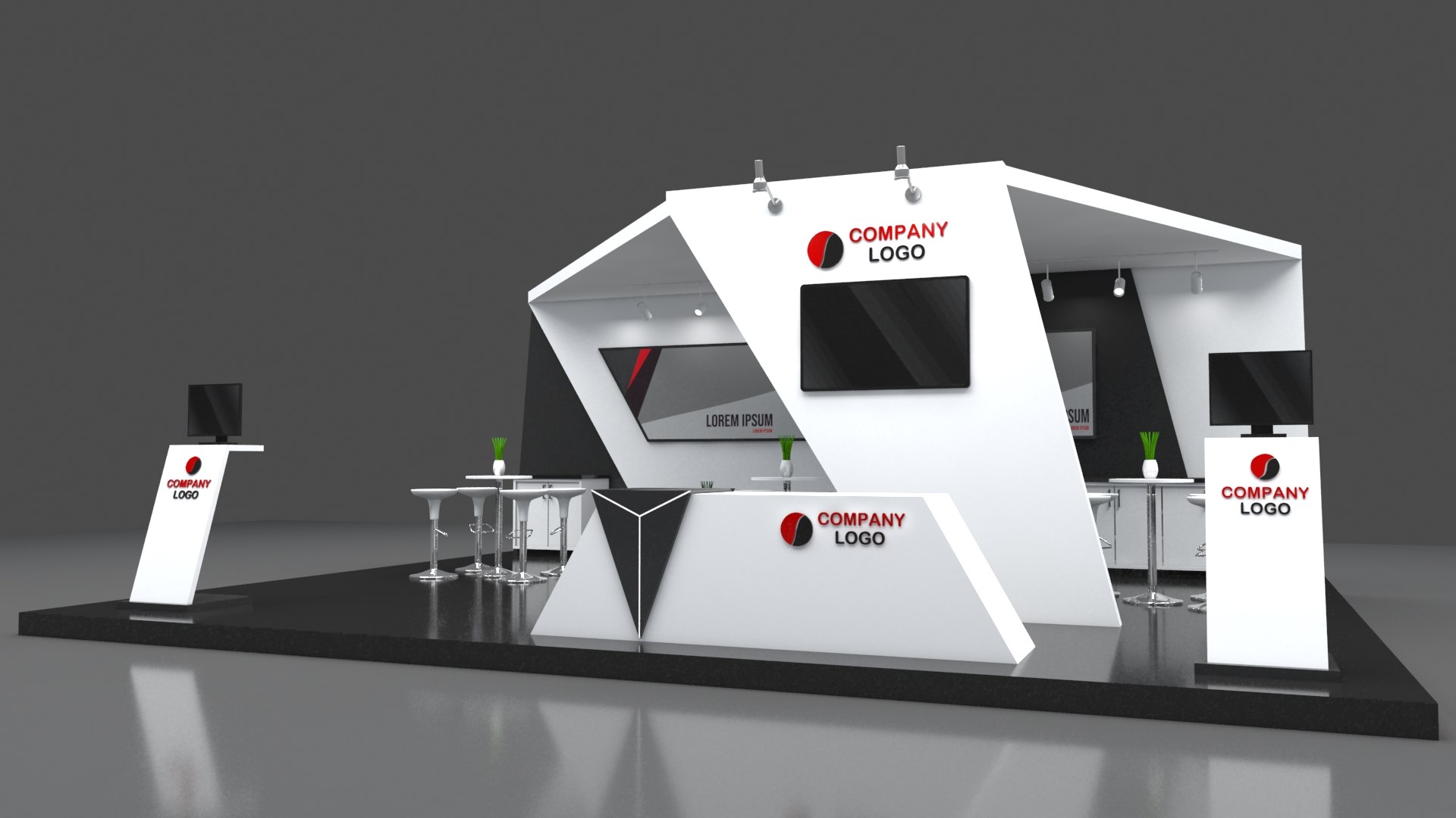 3D 4 Booth Exhibition Modern - TurboSquid 1799336