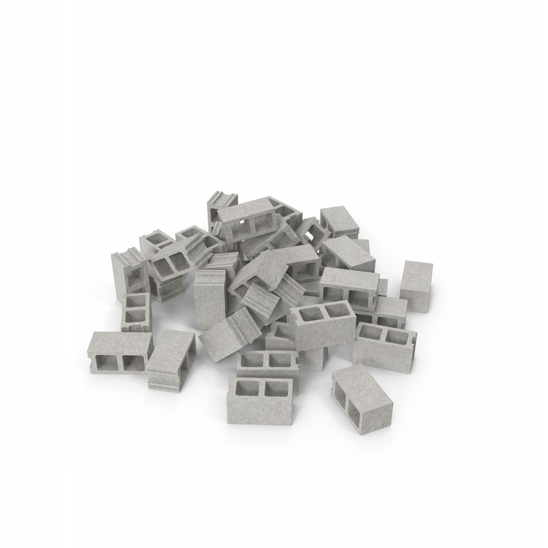 3D Pile Of Concrete Blocks model - TurboSquid 2138945
