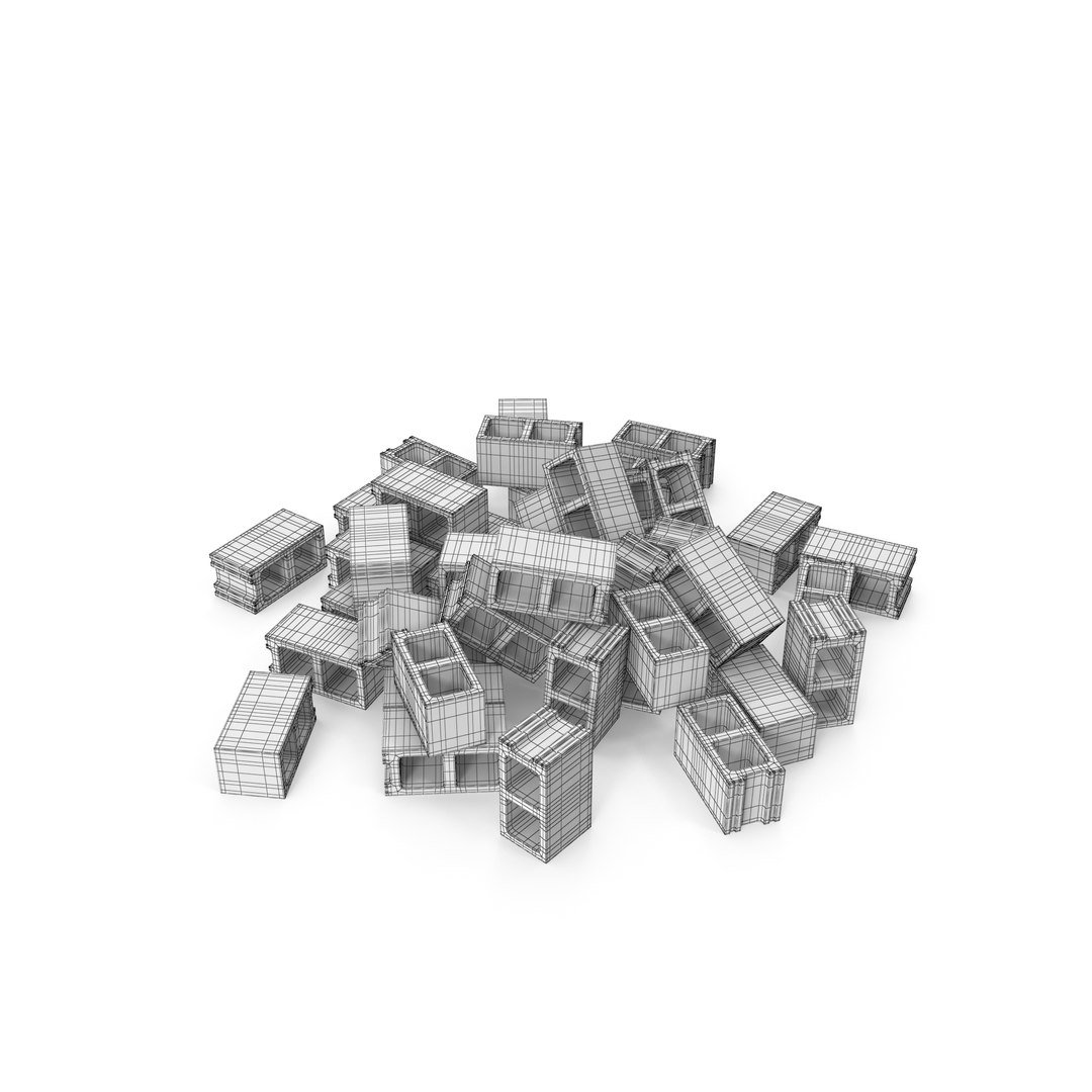 3D Pile Of Concrete Blocks model - TurboSquid 2138945