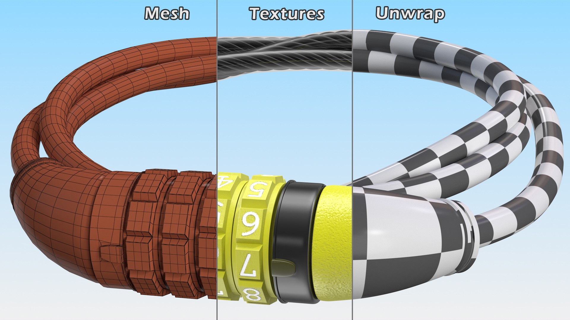 3D Combo Cable Bicycle Lock Model - TurboSquid 1656496