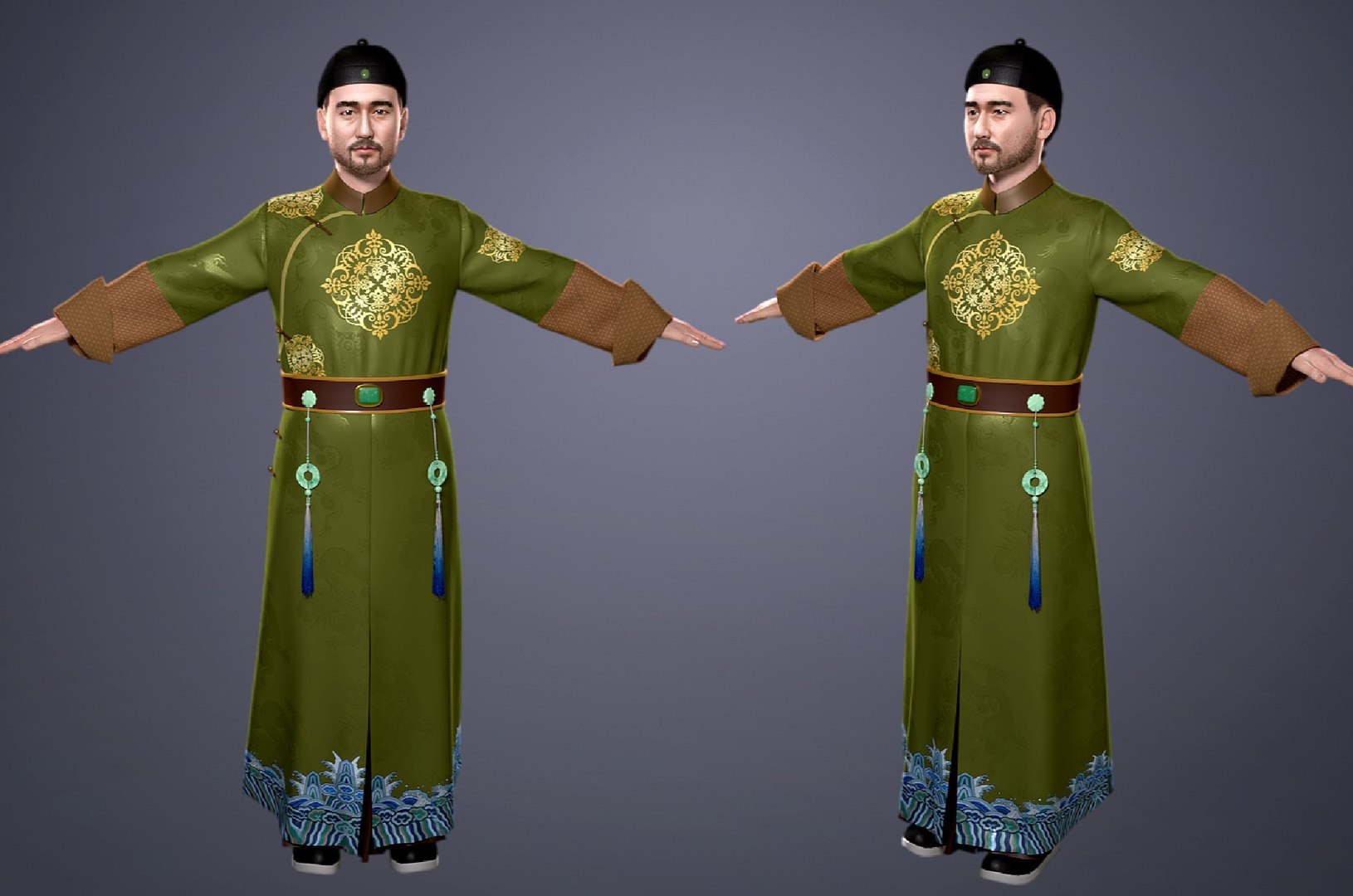 3D A Wealthy Merchant In Ancient China Qing Dynasty - TurboSquid 2203115