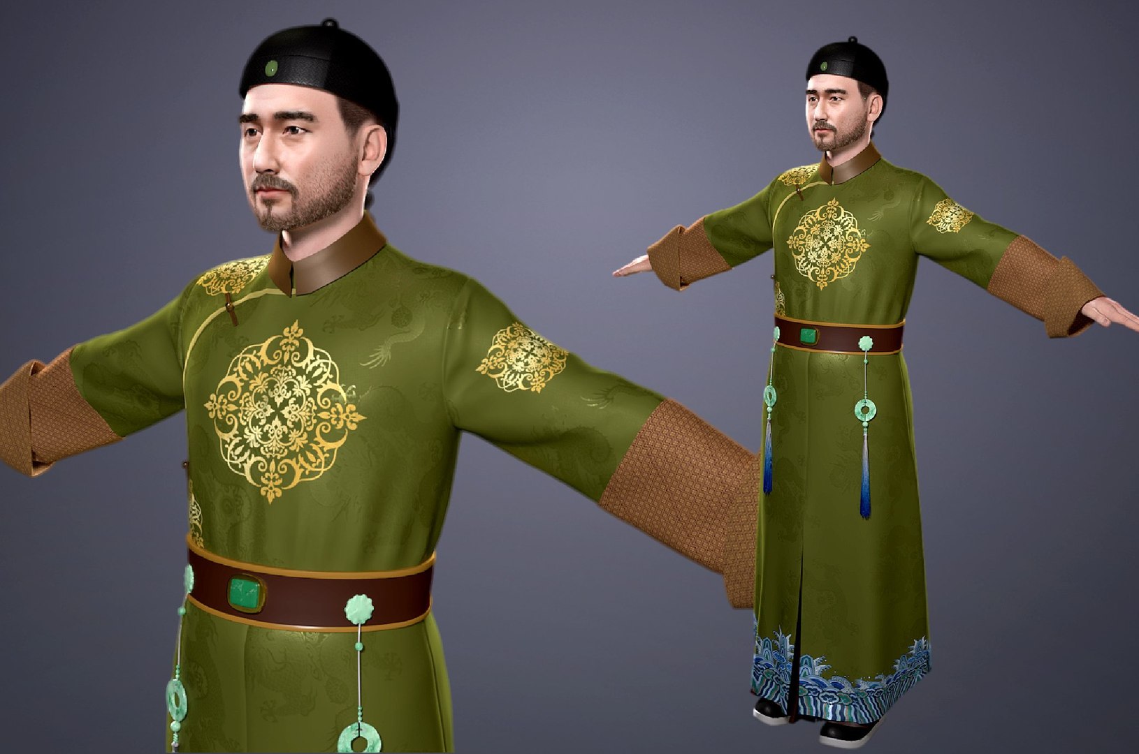 3D A Wealthy Merchant In Ancient China Qing Dynasty - TurboSquid 2203115