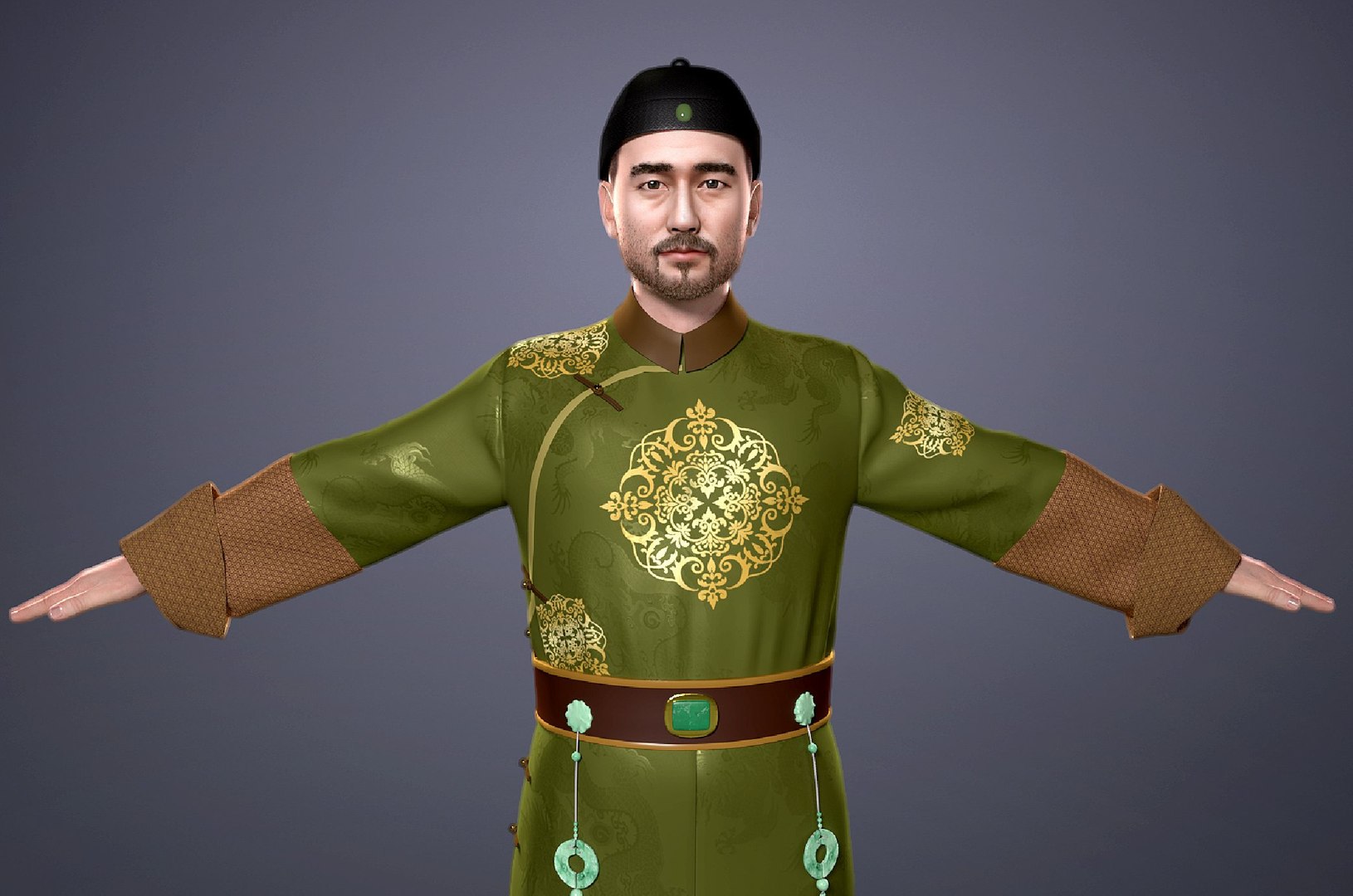 3D A Wealthy Merchant In Ancient China Qing Dynasty - TurboSquid 2203115