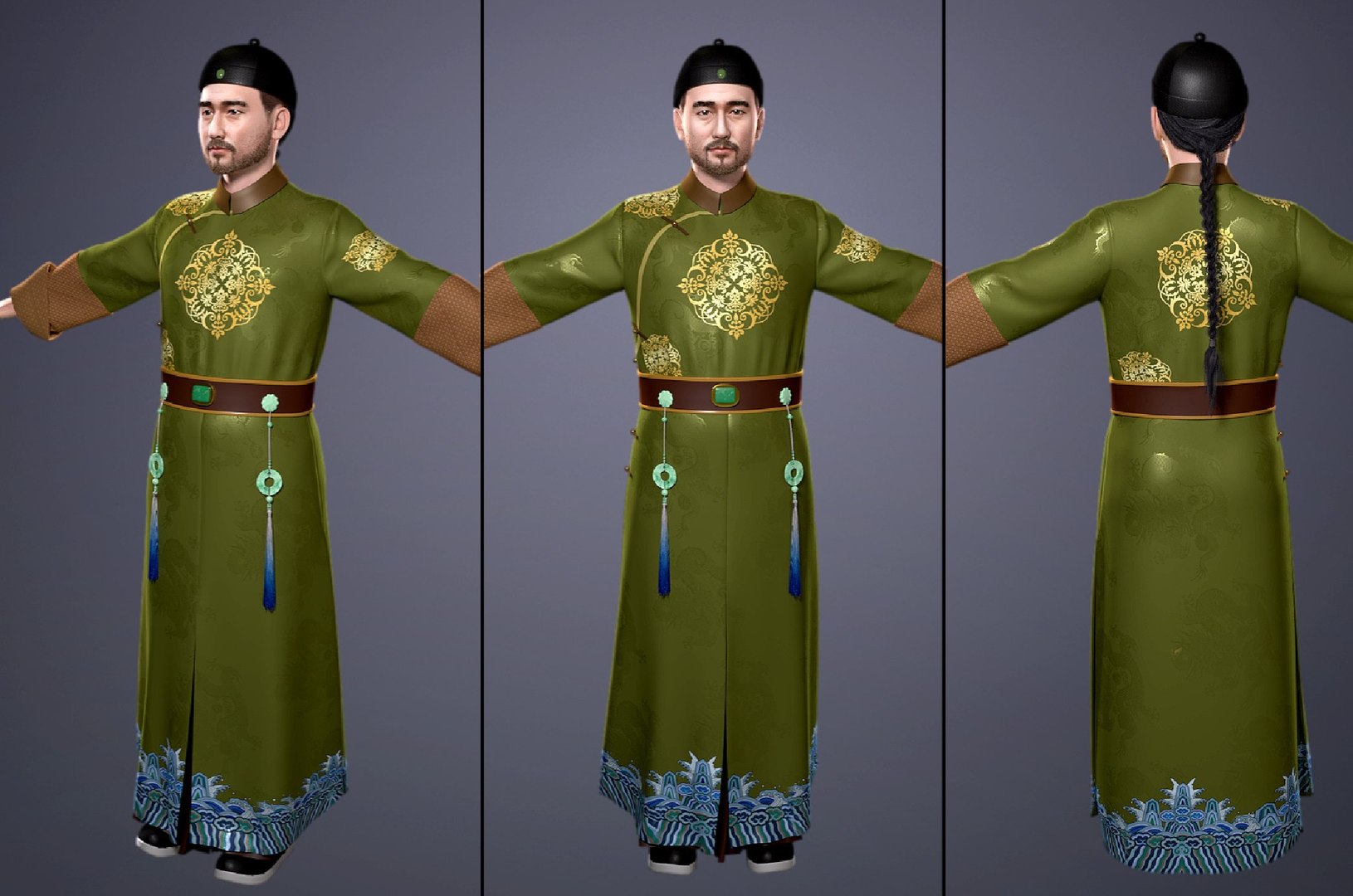 3D A Wealthy Merchant In Ancient China Qing Dynasty - TurboSquid 2203115