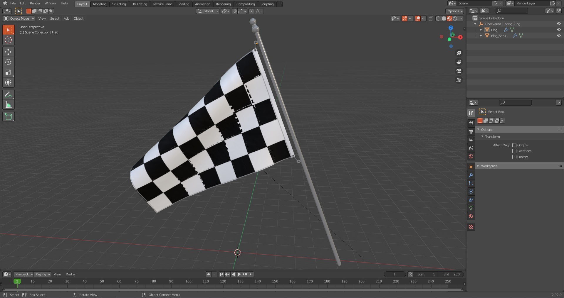3D Checkered Racing Flag - TurboSquid 2151393