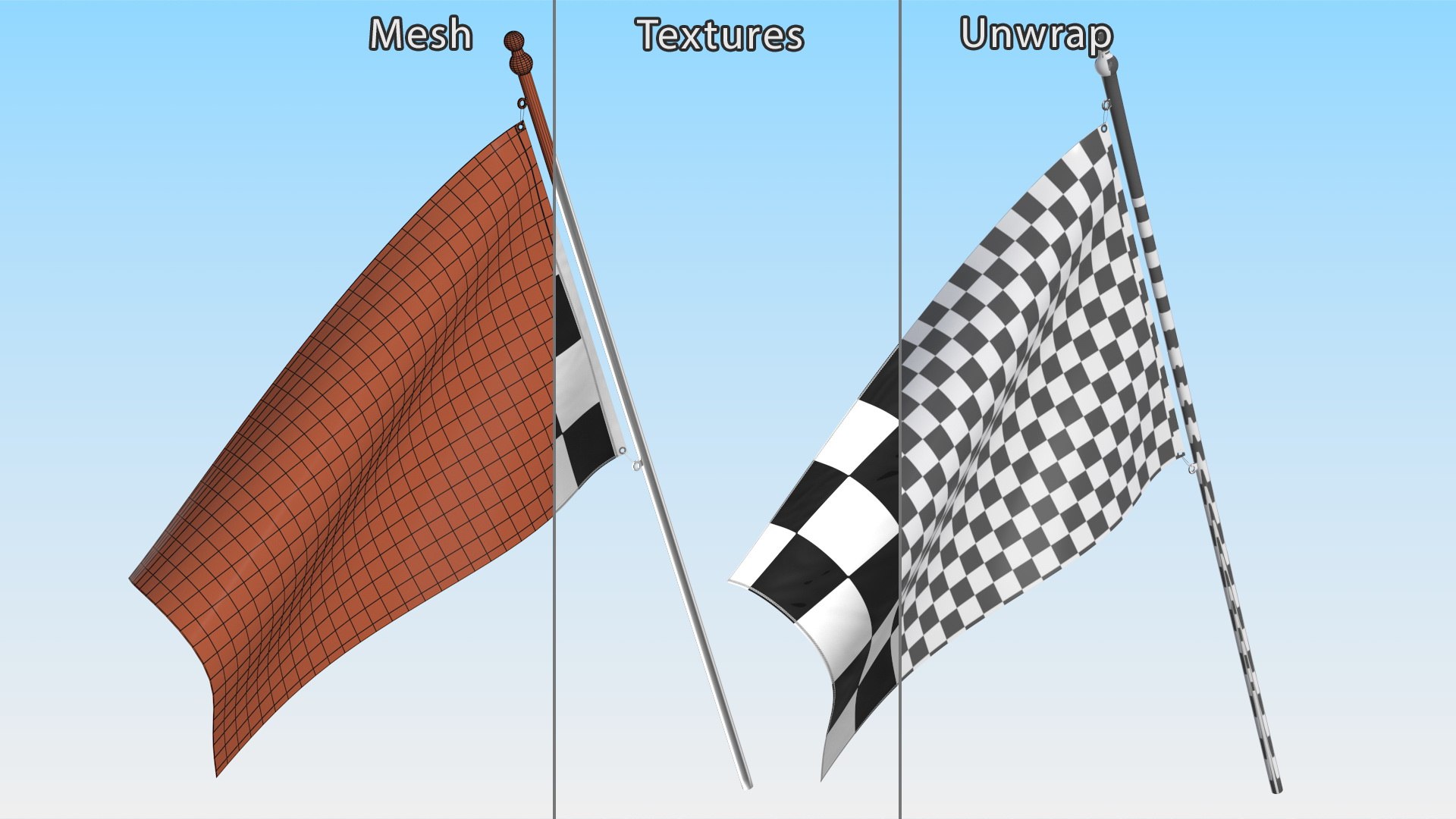 3D Checkered Racing Flag - TurboSquid 2151393