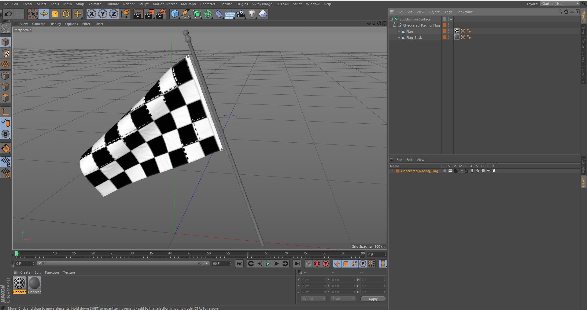 3D Checkered Racing Flag - TurboSquid 2151393