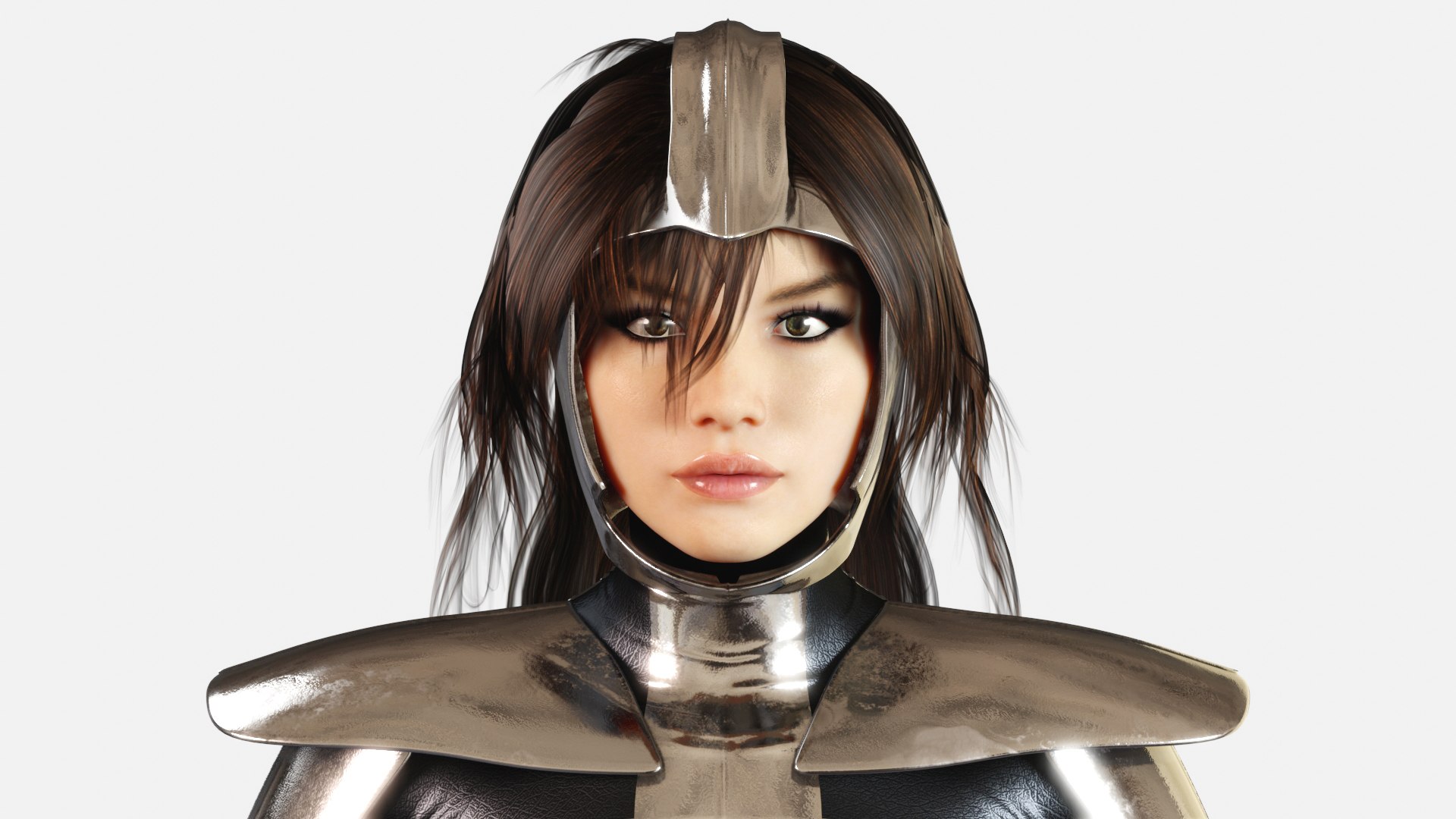 3D Model Woman In Metal Armor PBR Rigged - TurboSquid 1742716