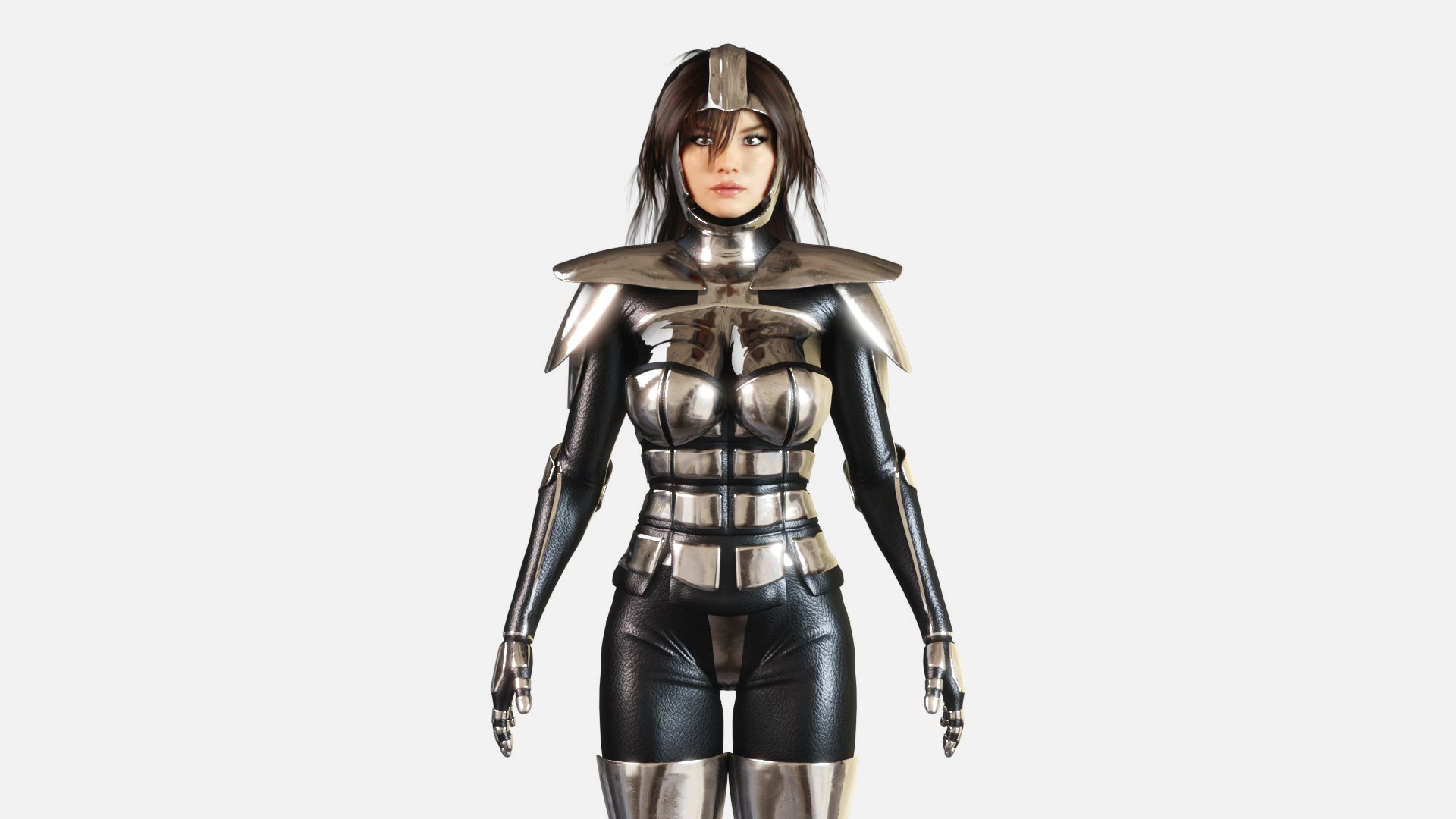 3D Model Woman In Metal Armor PBR Rigged - TurboSquid 1742716